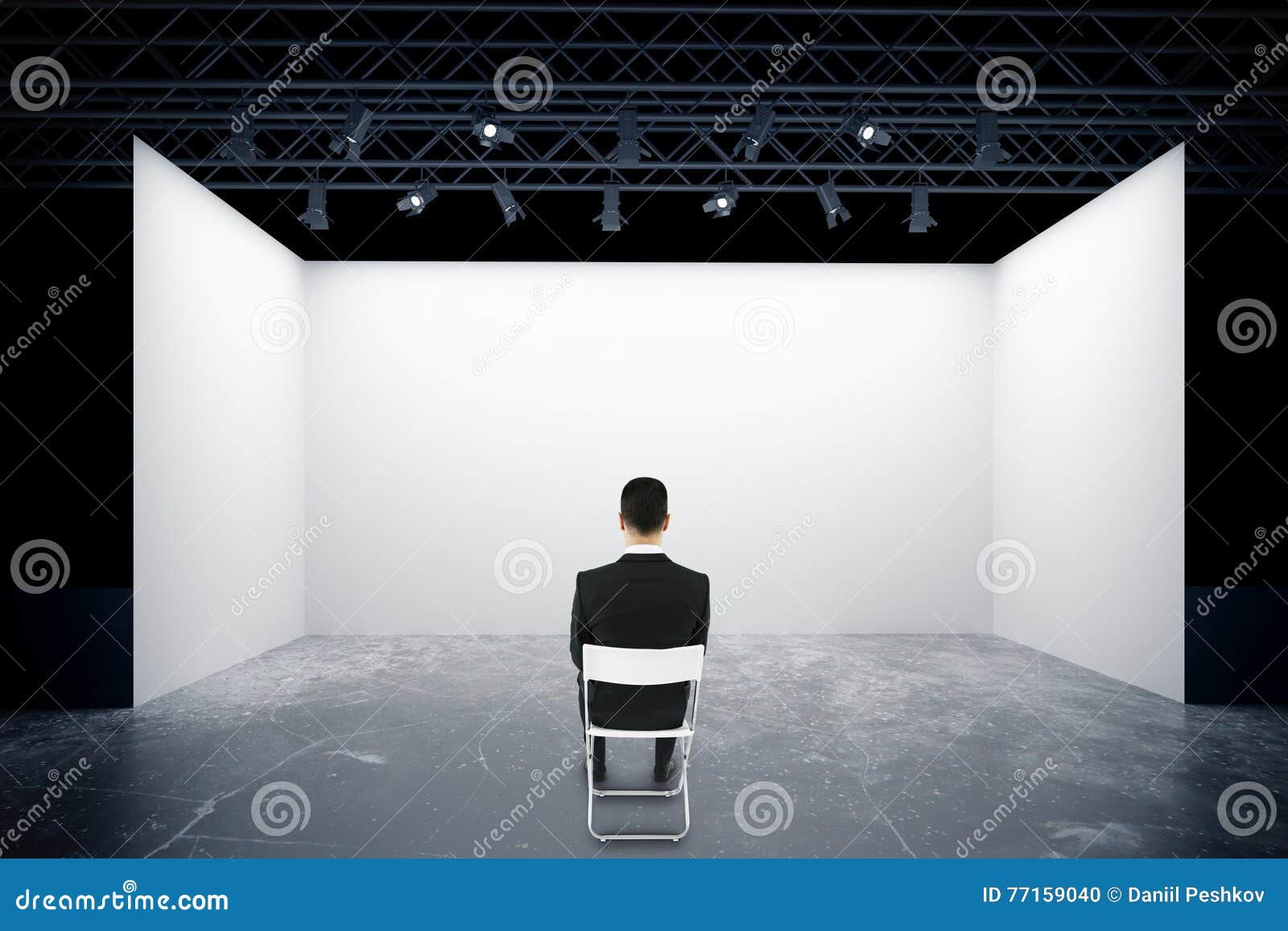 Man on Chair Looking at Stage Stock Illustration - Illustration of ...