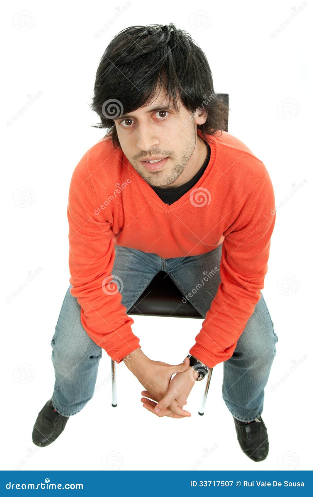 Man on a chair stock image. Image of friendly, standing - 33717507