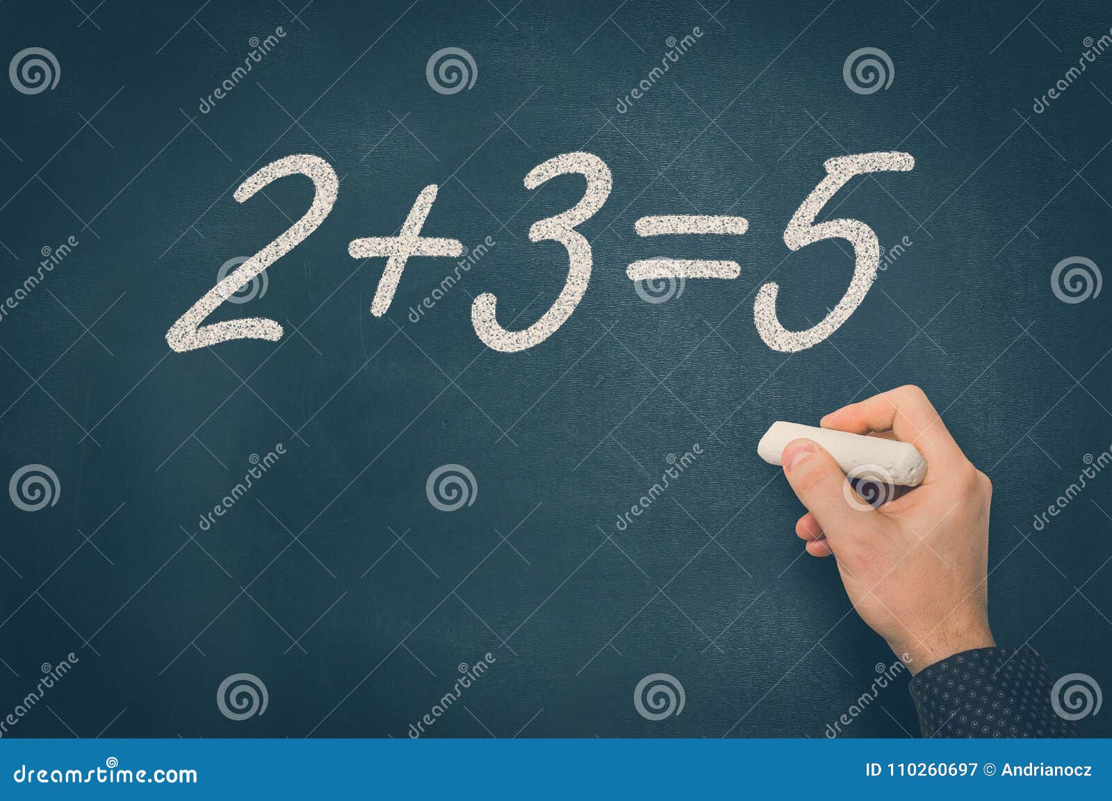 Man with Chalk is Counting a Mathematical Task on Blackboard Stock ...