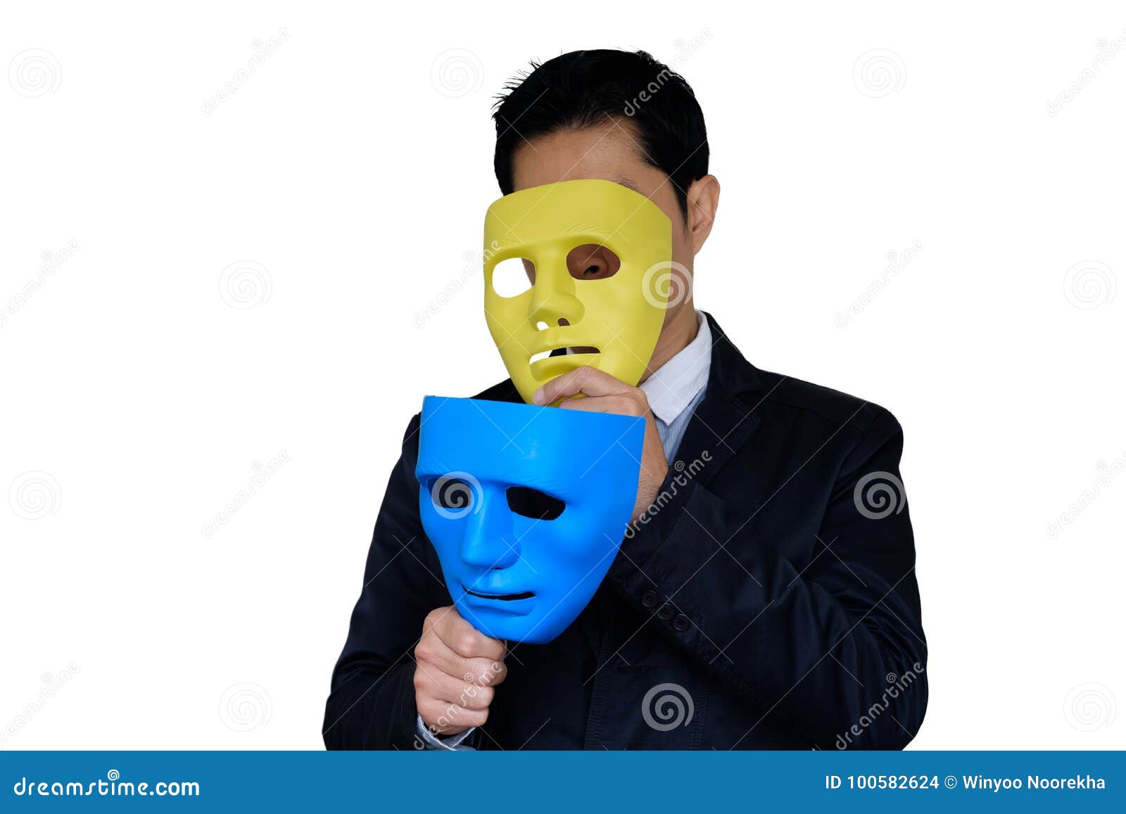 Man changes mask. stock photo. Image of face, insincere - 100582624