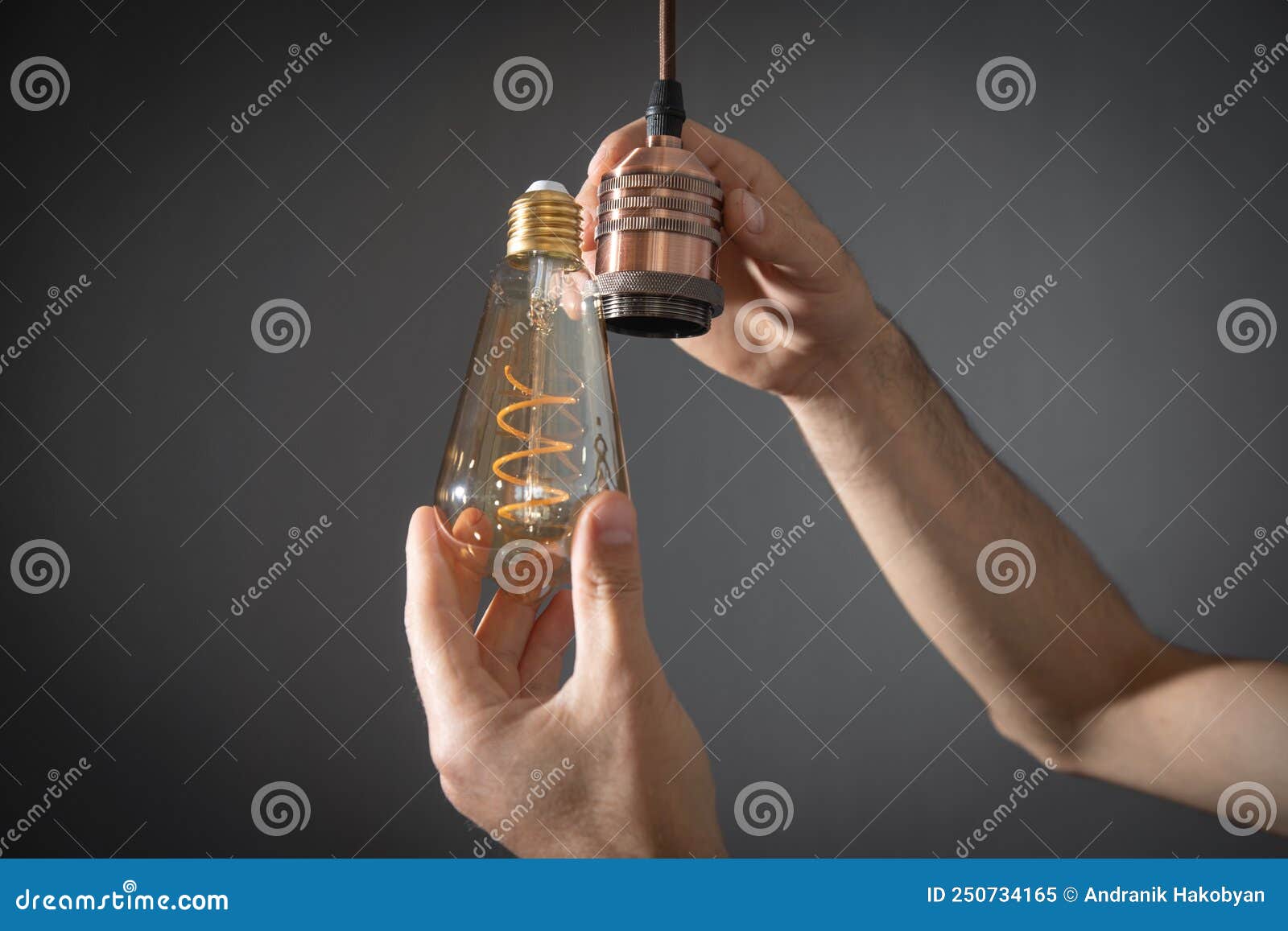 Man Changing Light Bulb at Home Stock Image - Image of save, light ...