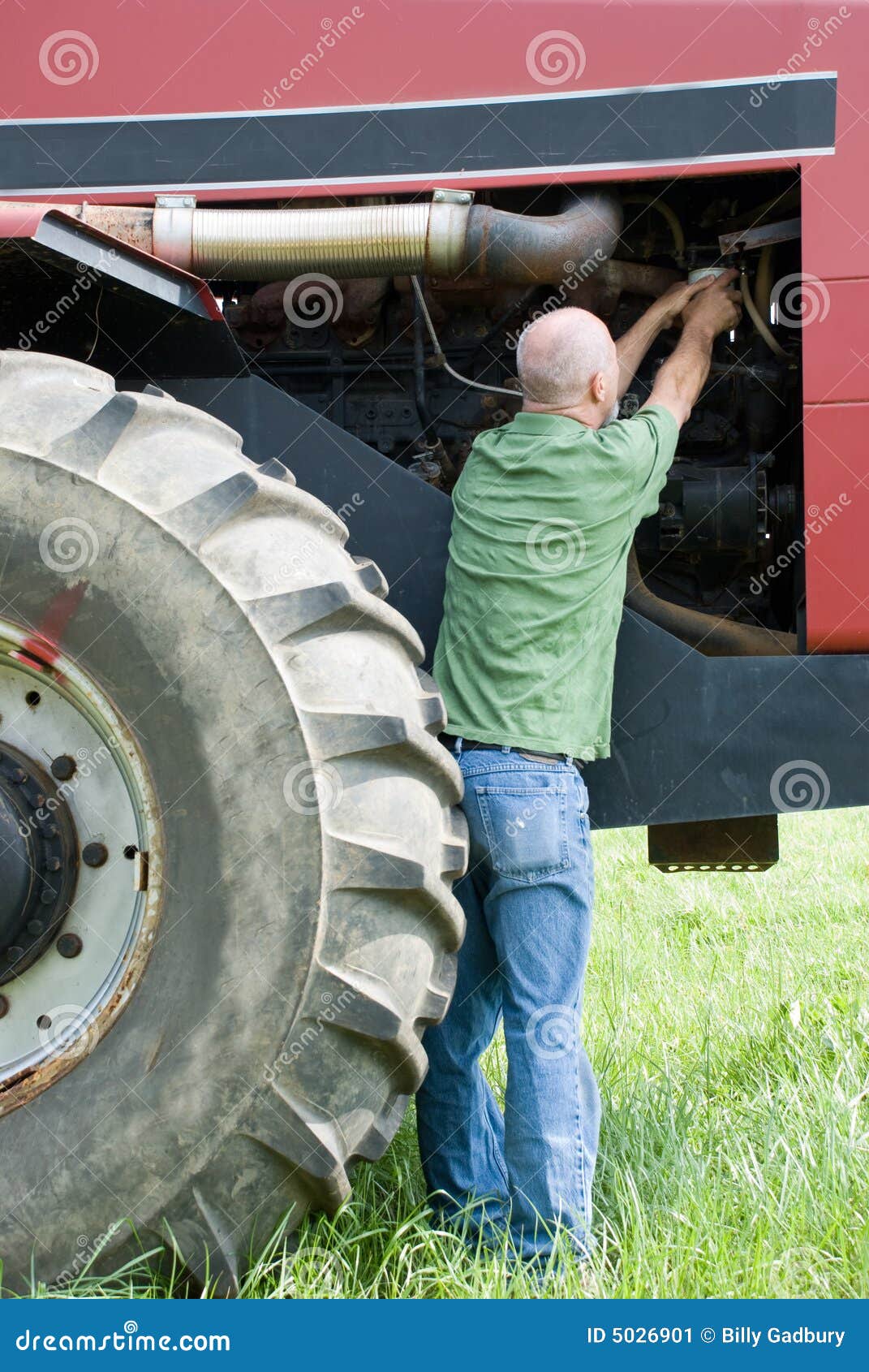 Man Changing Oil Filter on Large Engine Stock Image - Image of service ...
