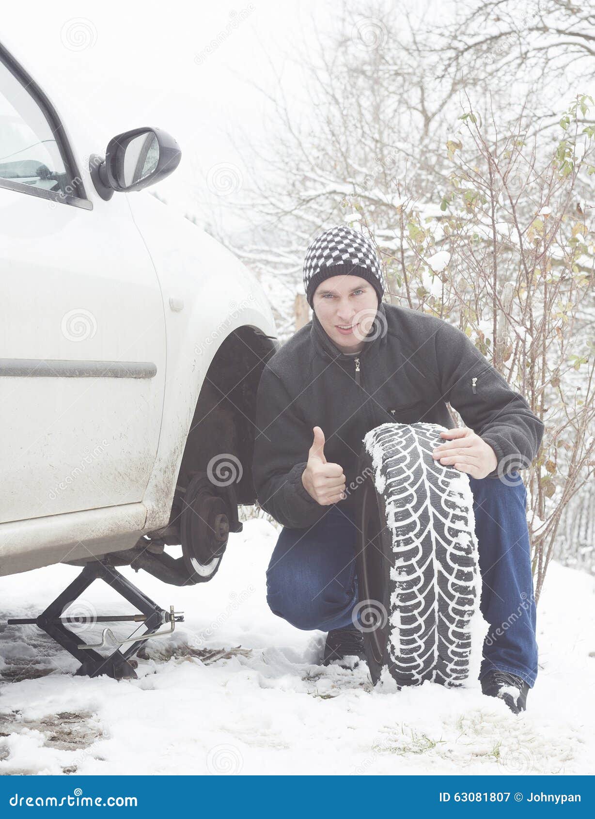 Man changing tire stock image. Image of changing, season - 63081807