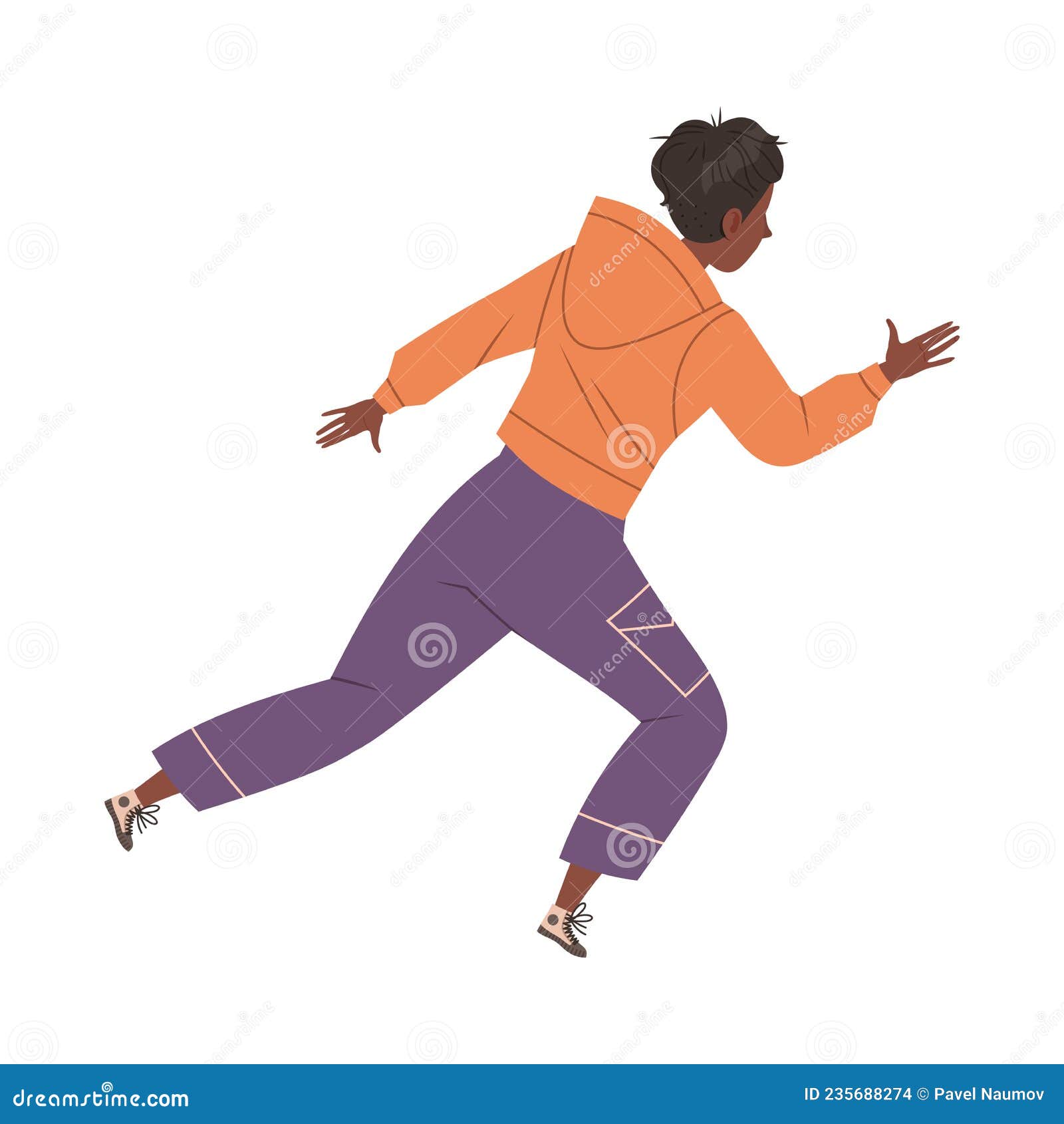 Man Character Afraid of Something Feeling Scared and Terrified Running ...