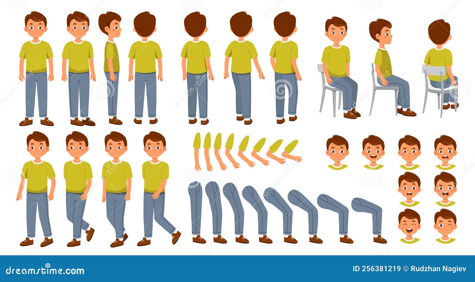 Man Character Constructor for Animation Stock Vector - Illustration of ...