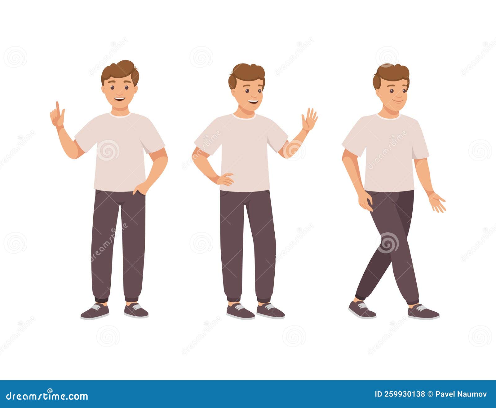 Man Character in Different Pose with Hand Gesture and Emotion Vector ...