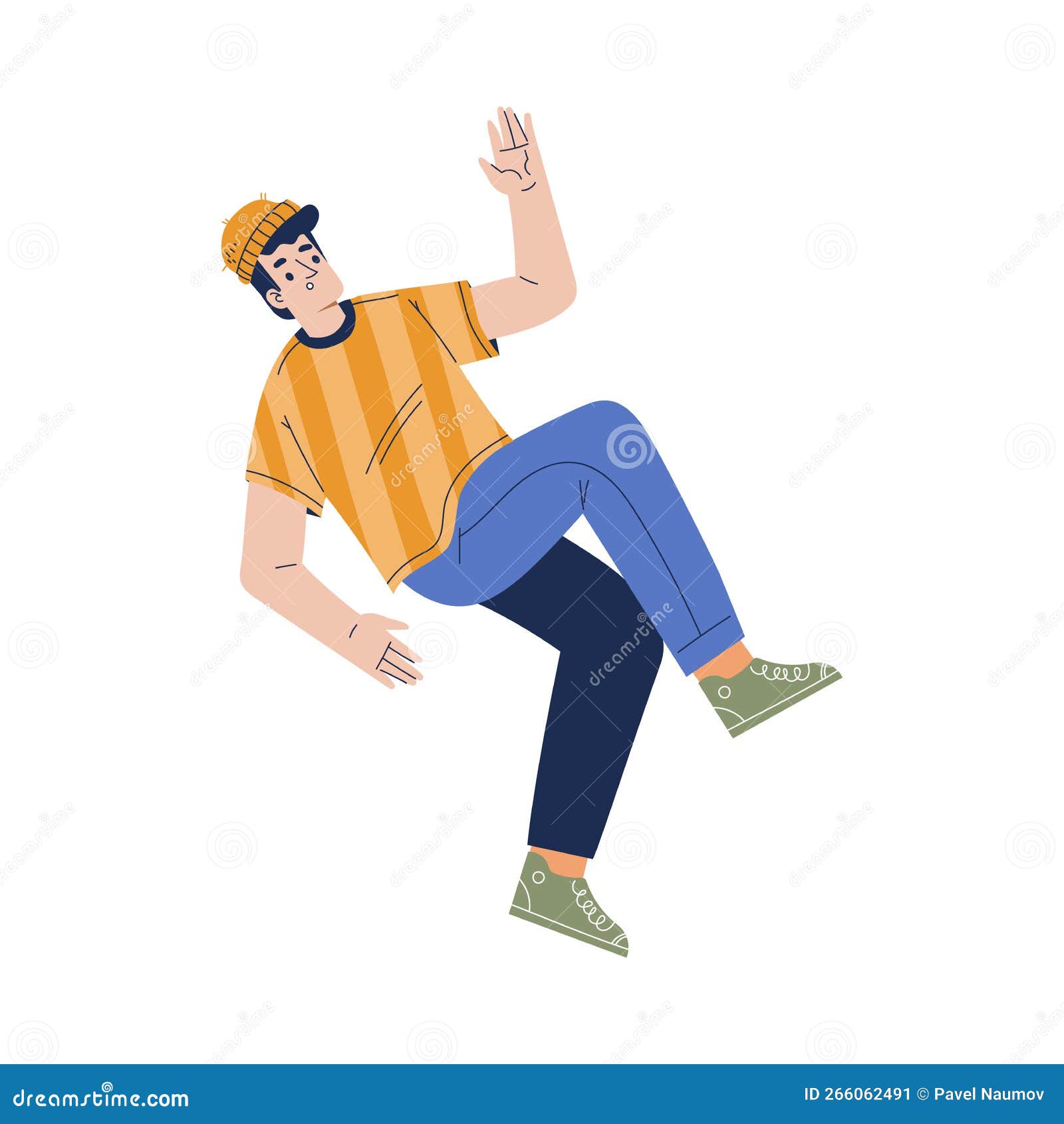 Man Character Falling Down after Slip on the Ground Vector Illustration ...