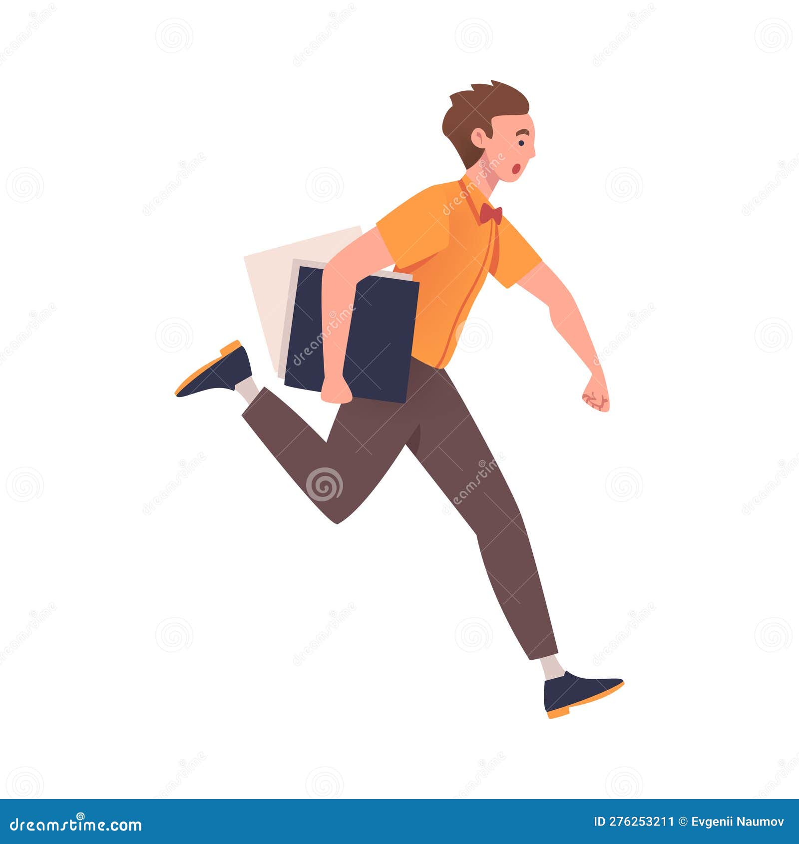 Man Character Hurrying Running Fast with Documents in Folder Feeling ...