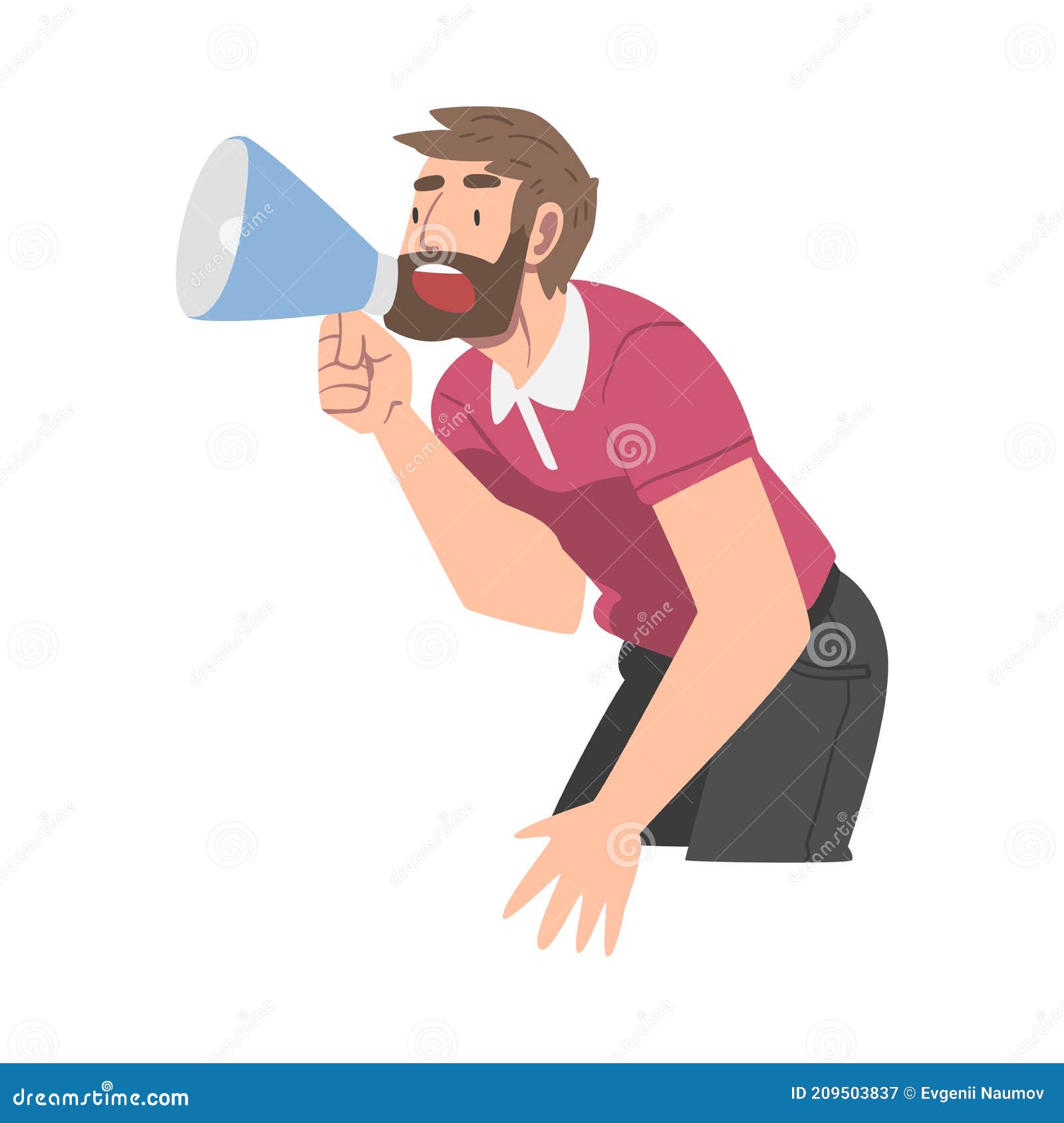 Man Character With Megaphone Or Loudspeaker Making Announcement And ... Man Character With Megaphone Or Loudspeaker Making Announcement And ...