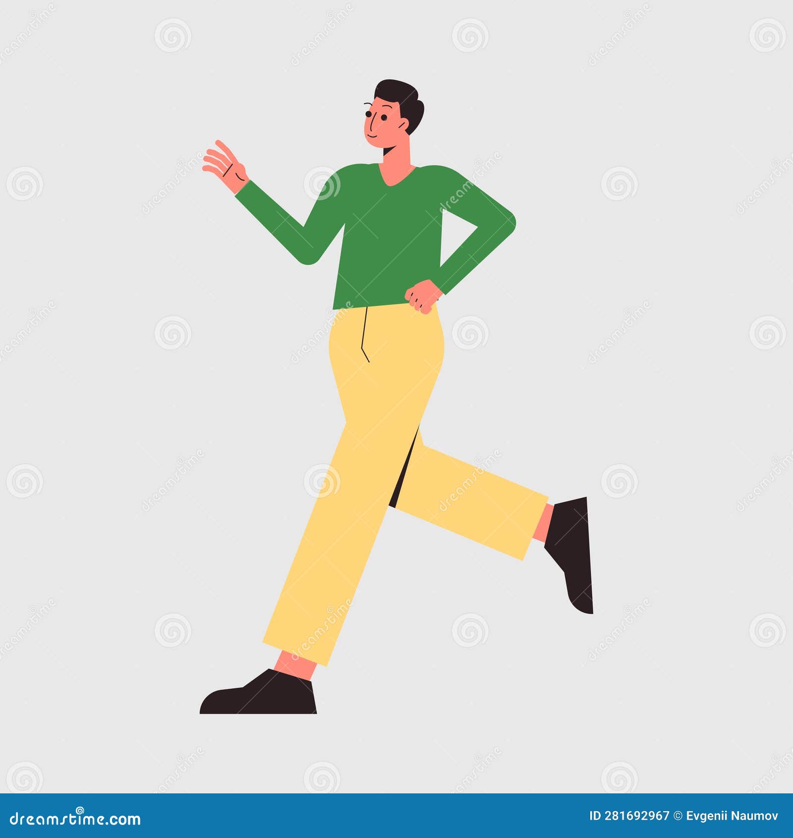 Man Character Running Fast Rushing Forward in Hurry Vector Illustration ...