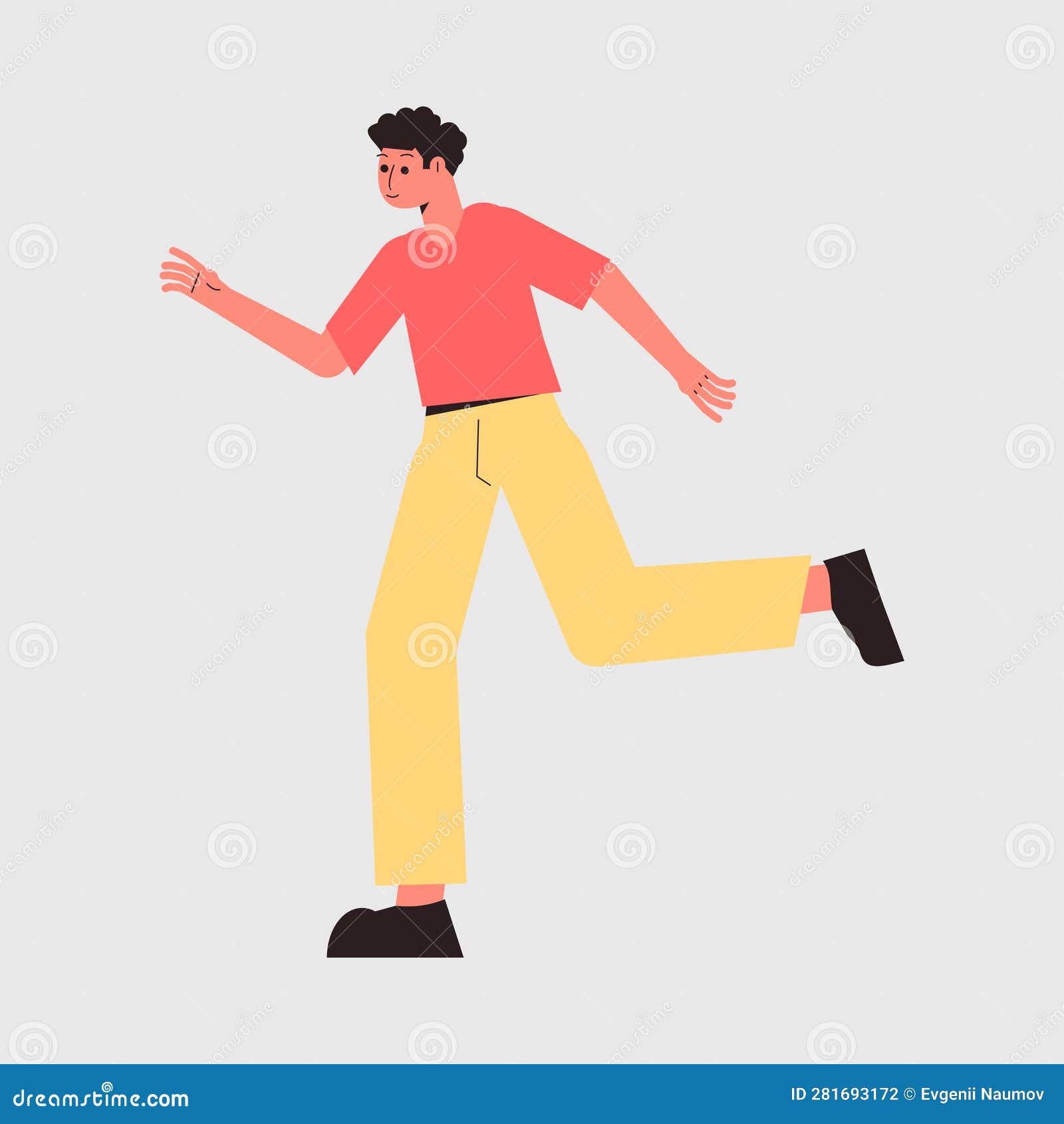 Man Character Running Fast Rushing Forward in Hurry Vector Illustration ...