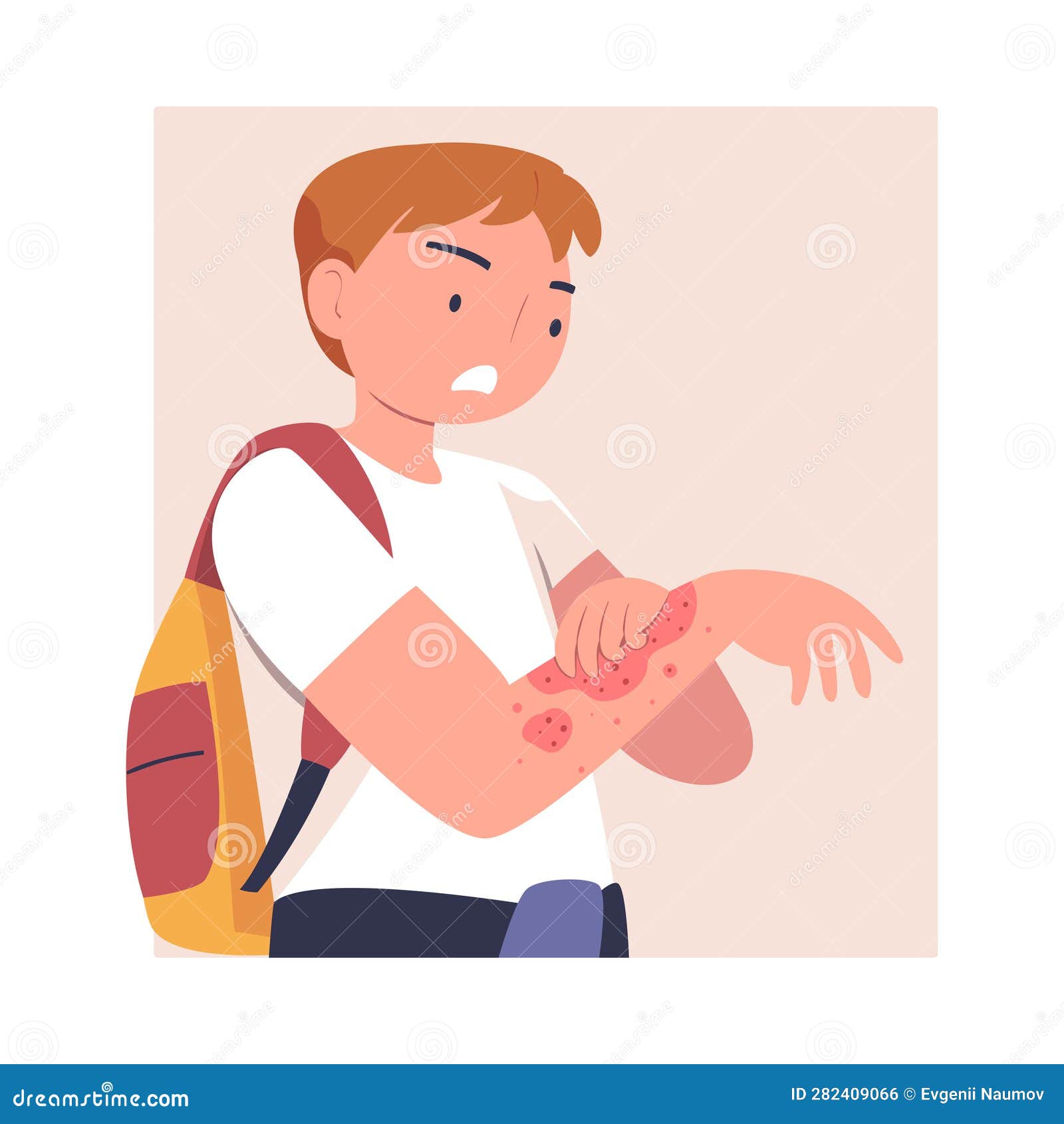 Man Character with Skin Problem Suffering Scratching Itching Arm Vector ...