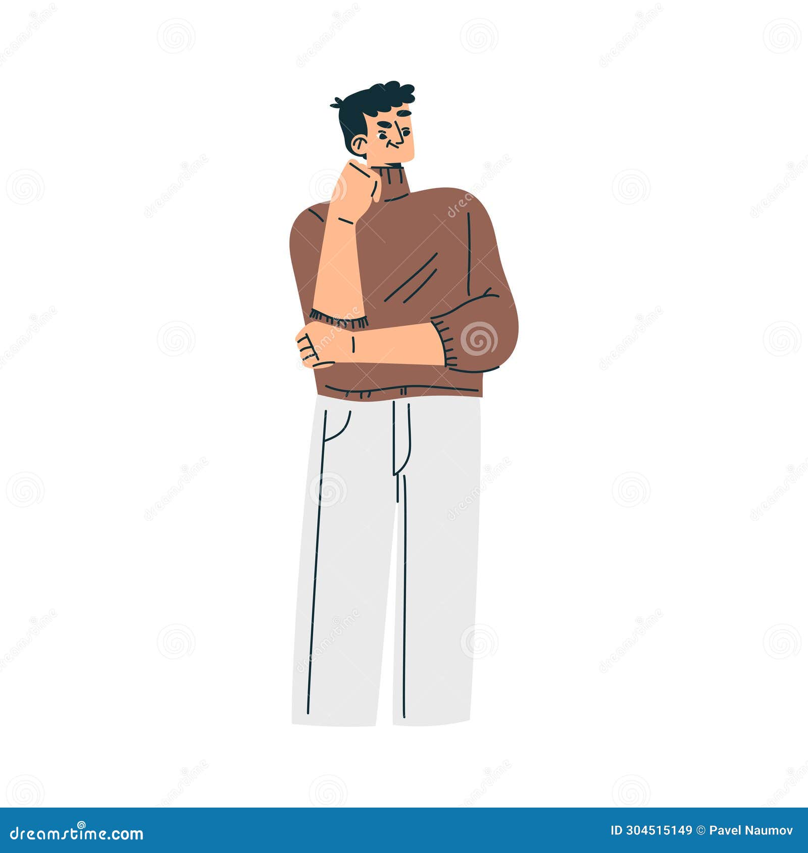 Man Character Stand and Thinking Solving Task Vector Illustration Stock ...
