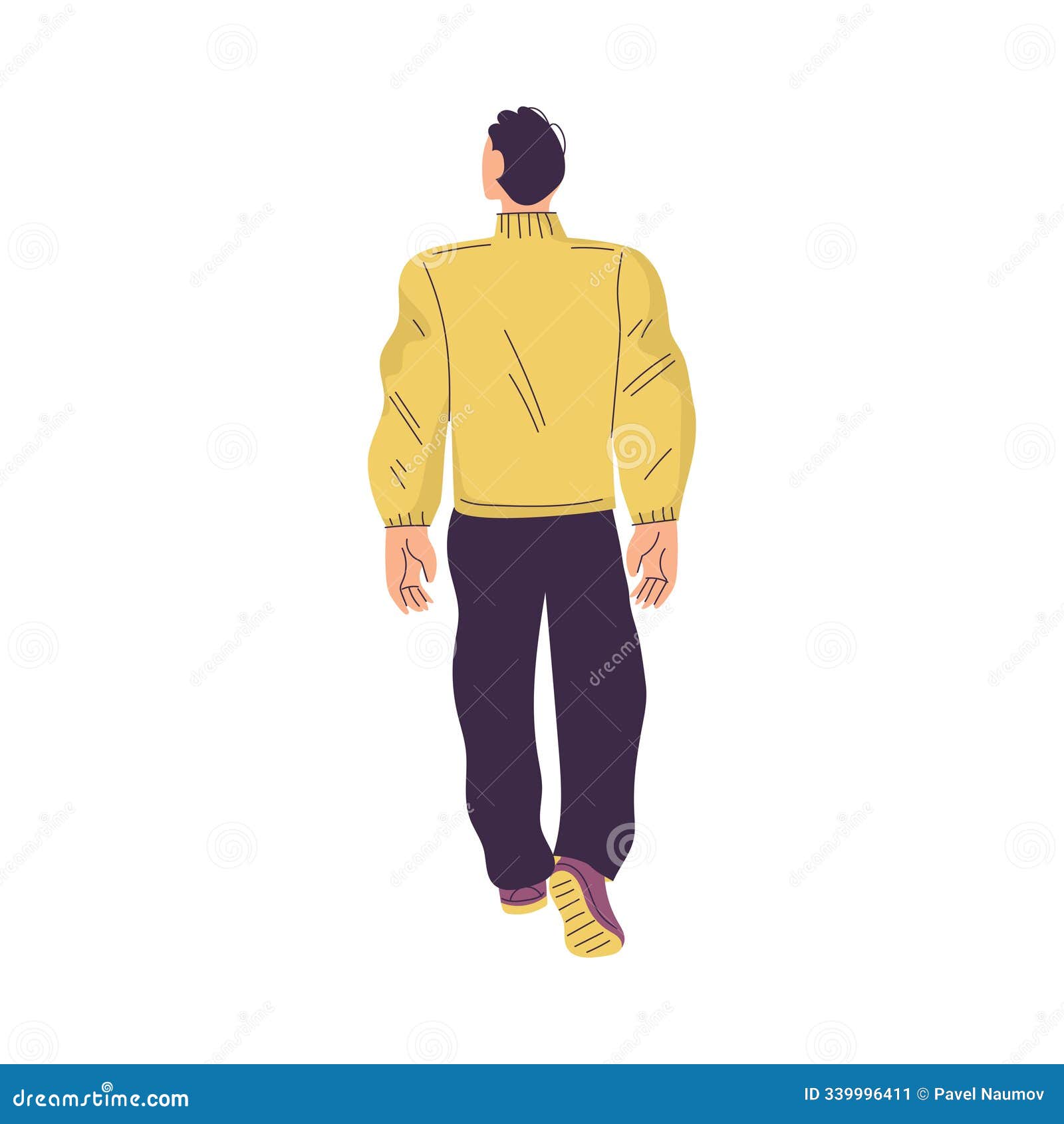 Man Character Standing from Behind Back View Vector Illustration Stock ...