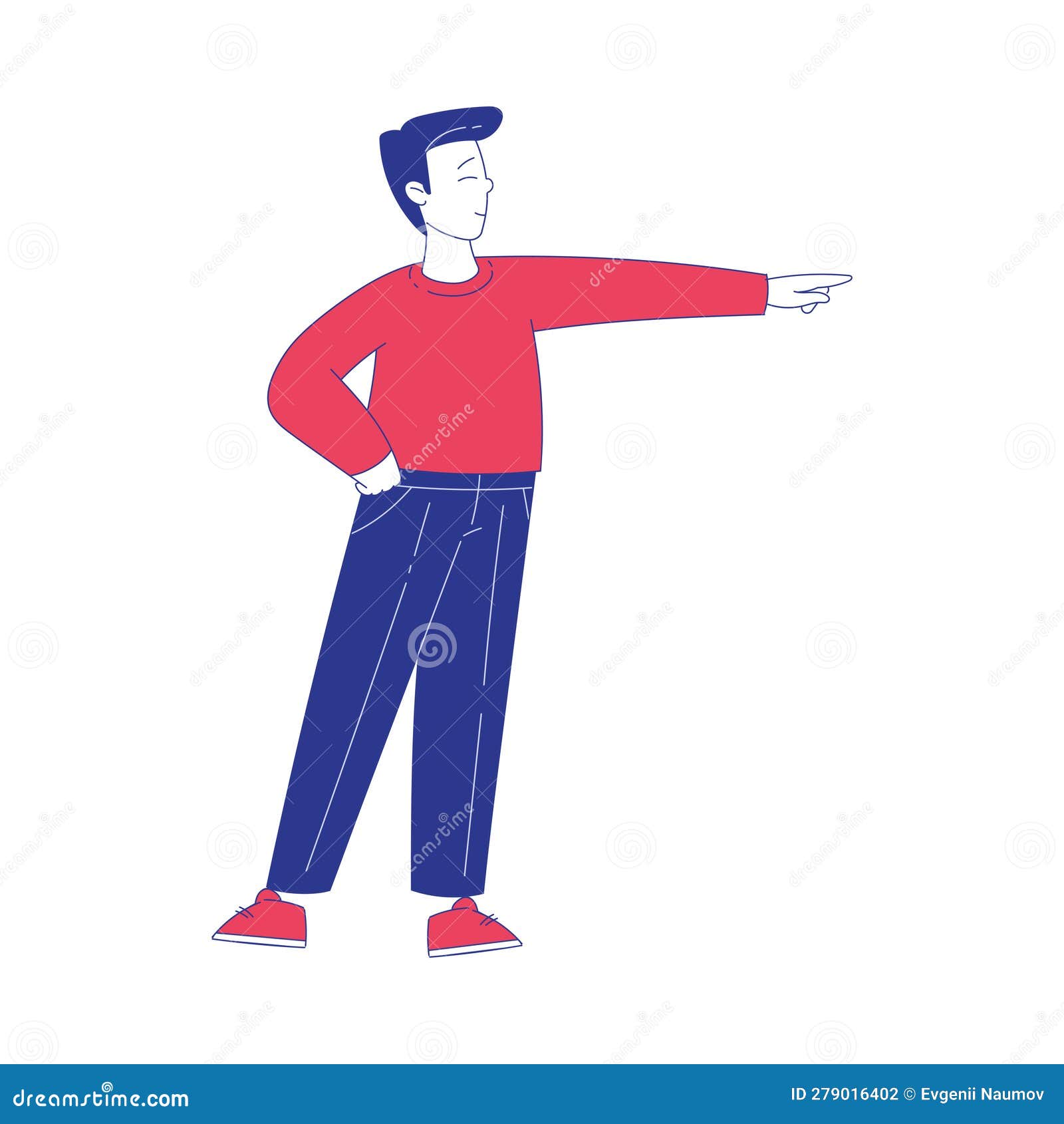 Man Character Standing Pointing Forward at Future Goal Vector ...