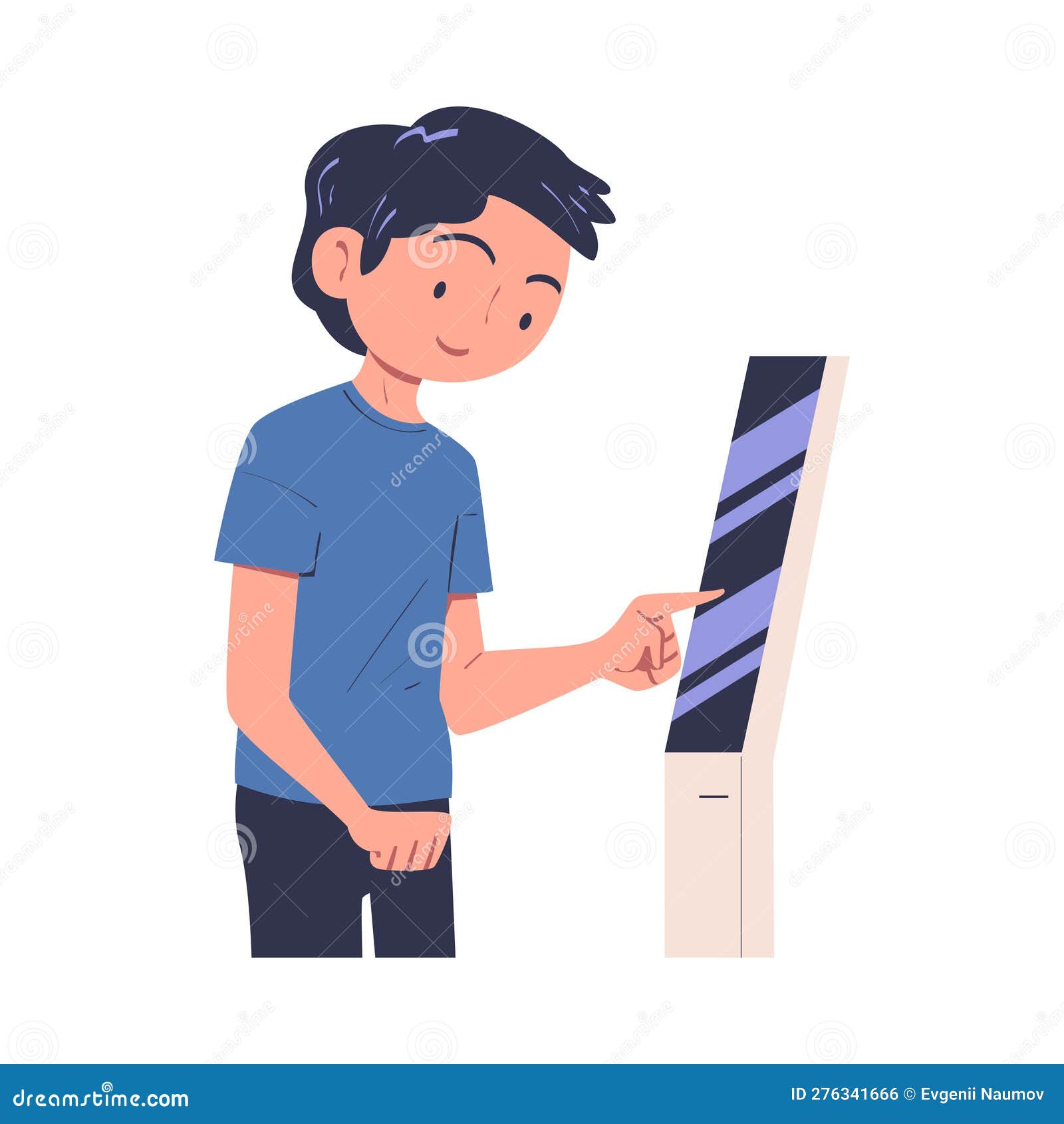 Man Character Using Information Board with Interactive Interface Vector ...