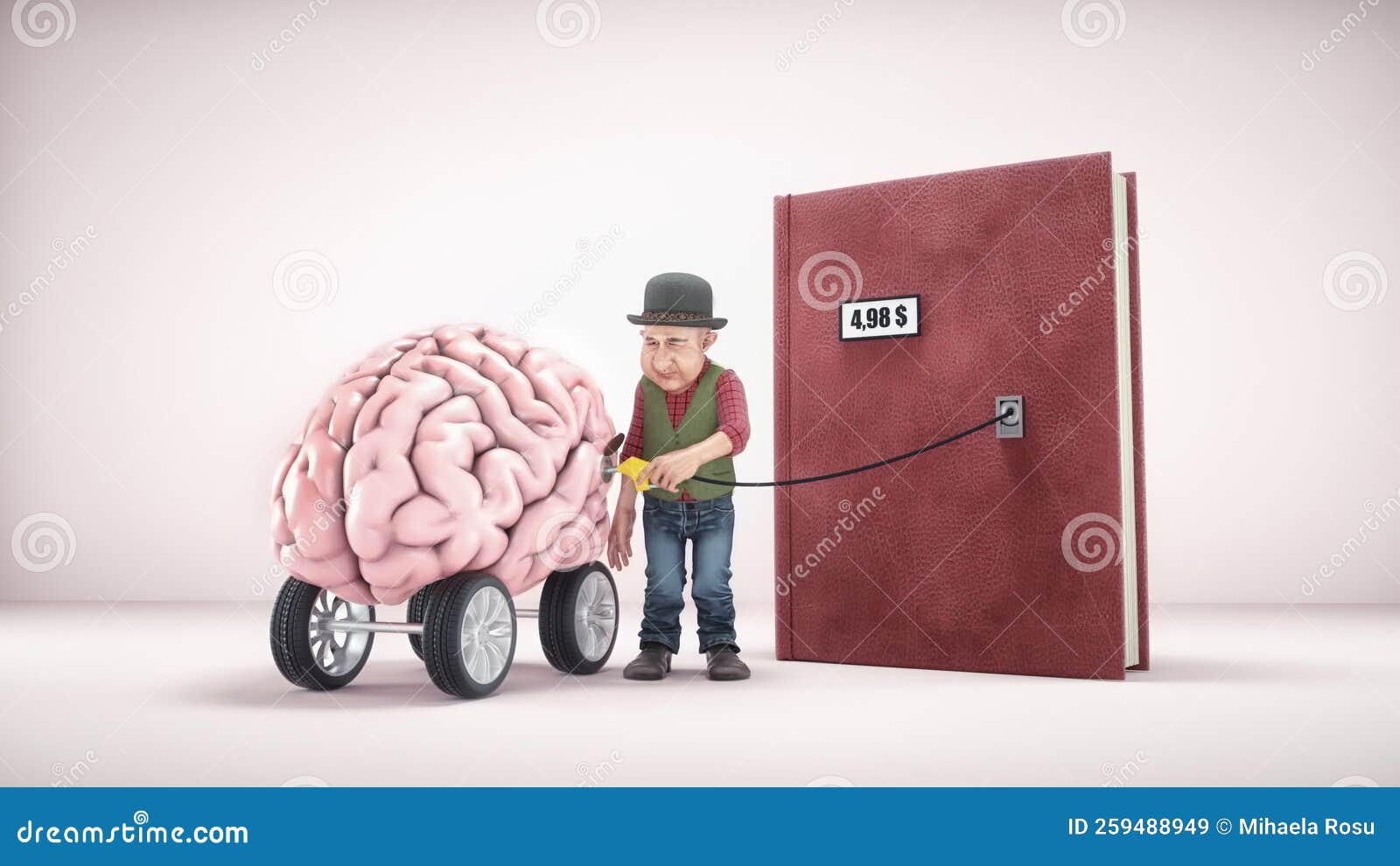 Man Charging a Human Brain on Wheels. Mental Illness and Burnout ...