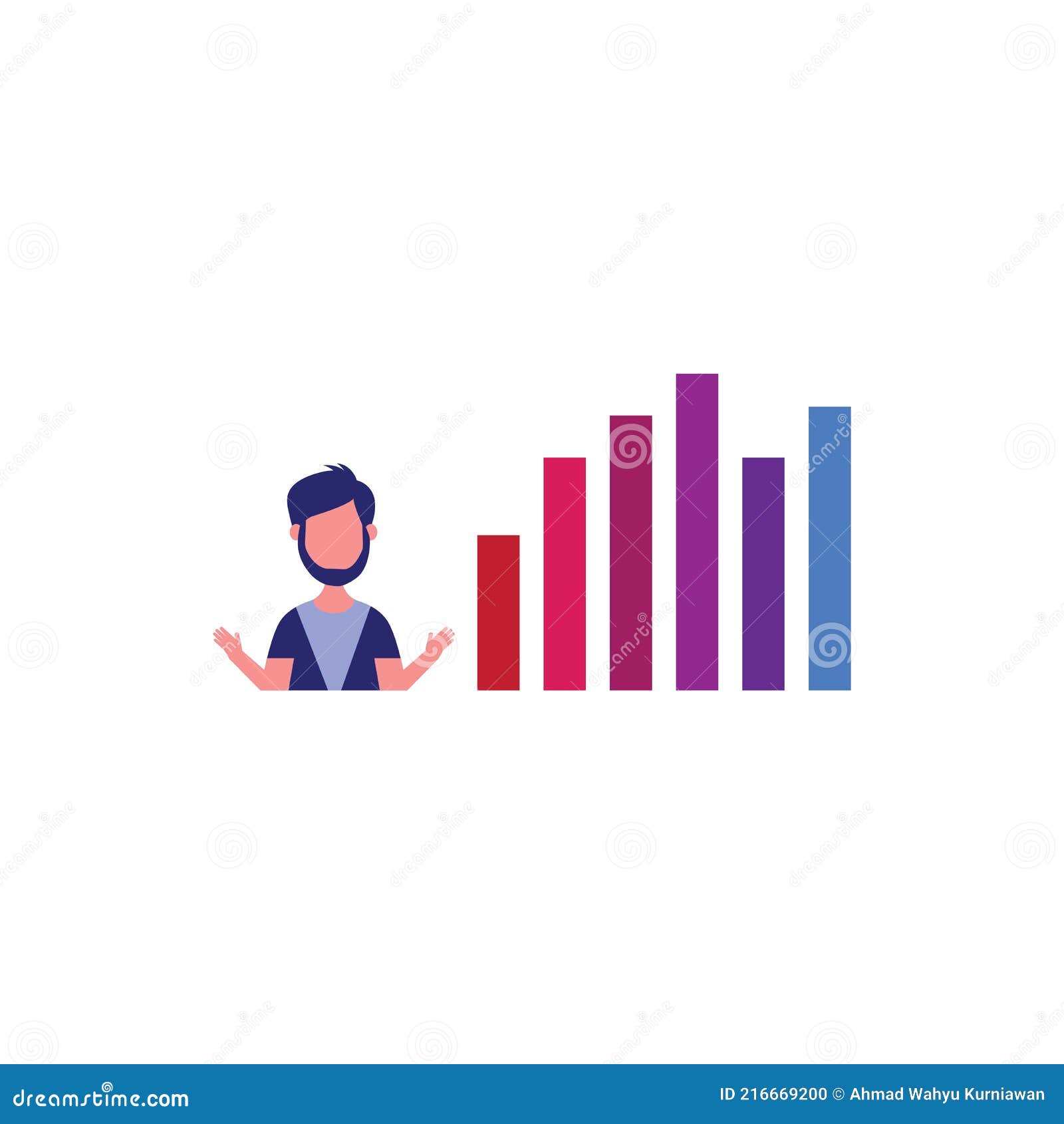 Man with chart diagram stock vector. Illustration of data - 216669200