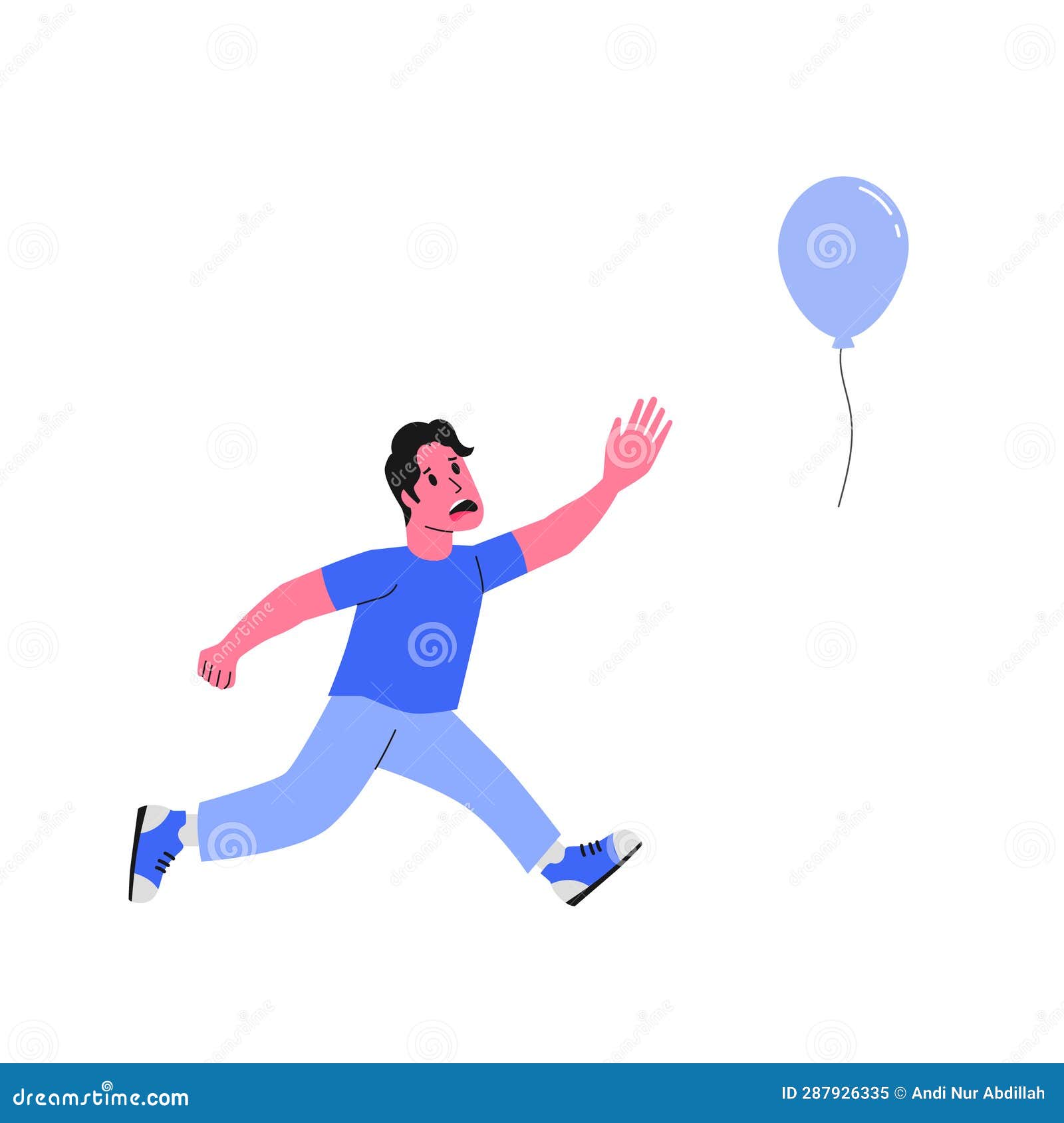 Man Chase Flying Balloon Concept for Loss Connection Empty State ...