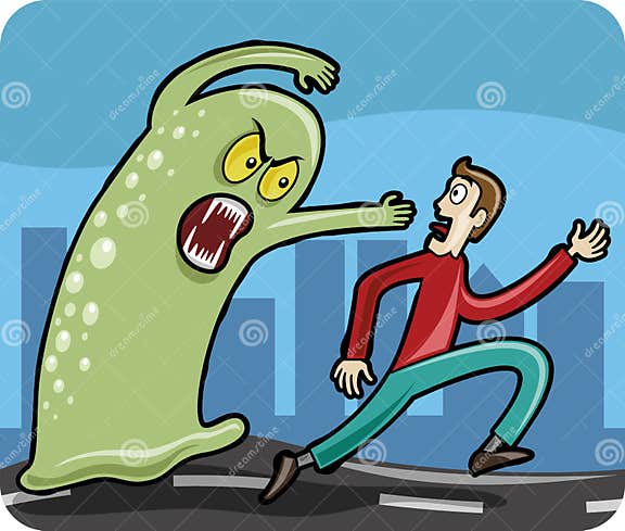 Man chased by Monster stock vector. Illustration of blue - 28847336