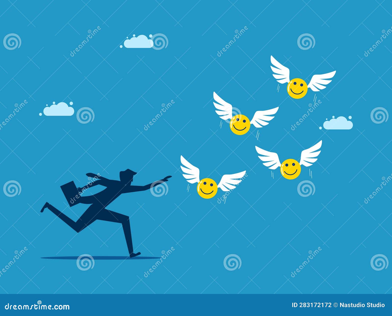 Man Chasing Catches an Optimistic Mood Stock Vector - Illustration of ...