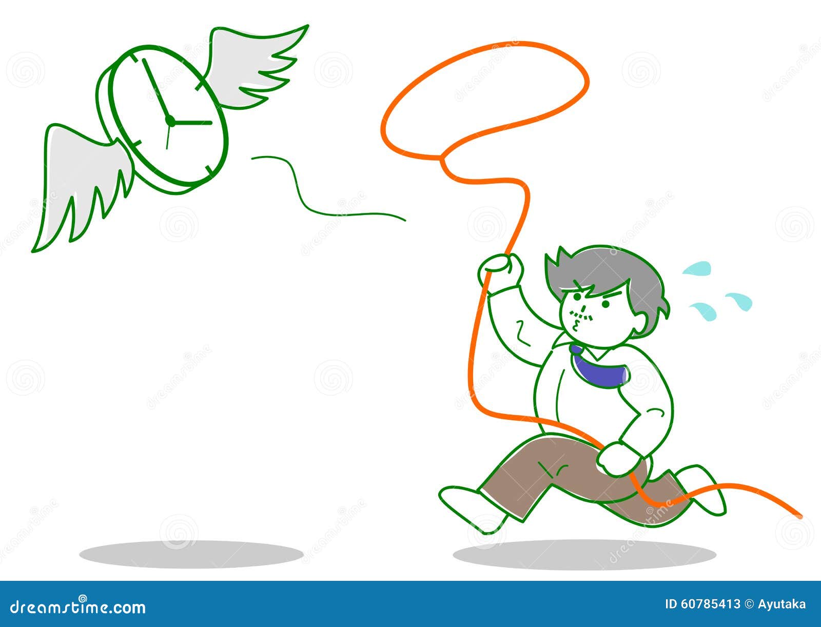 Man chasing flying time stock vector. Illustration of humor - 60785413