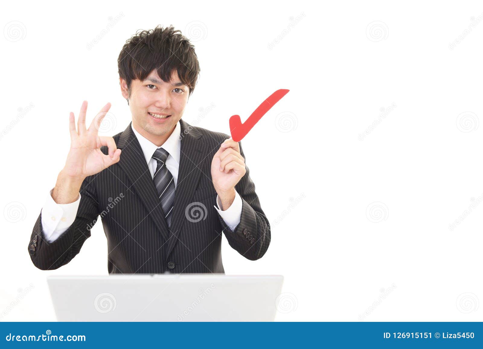 Man with a check mark stock image. Image of boss, beauty - 126915151