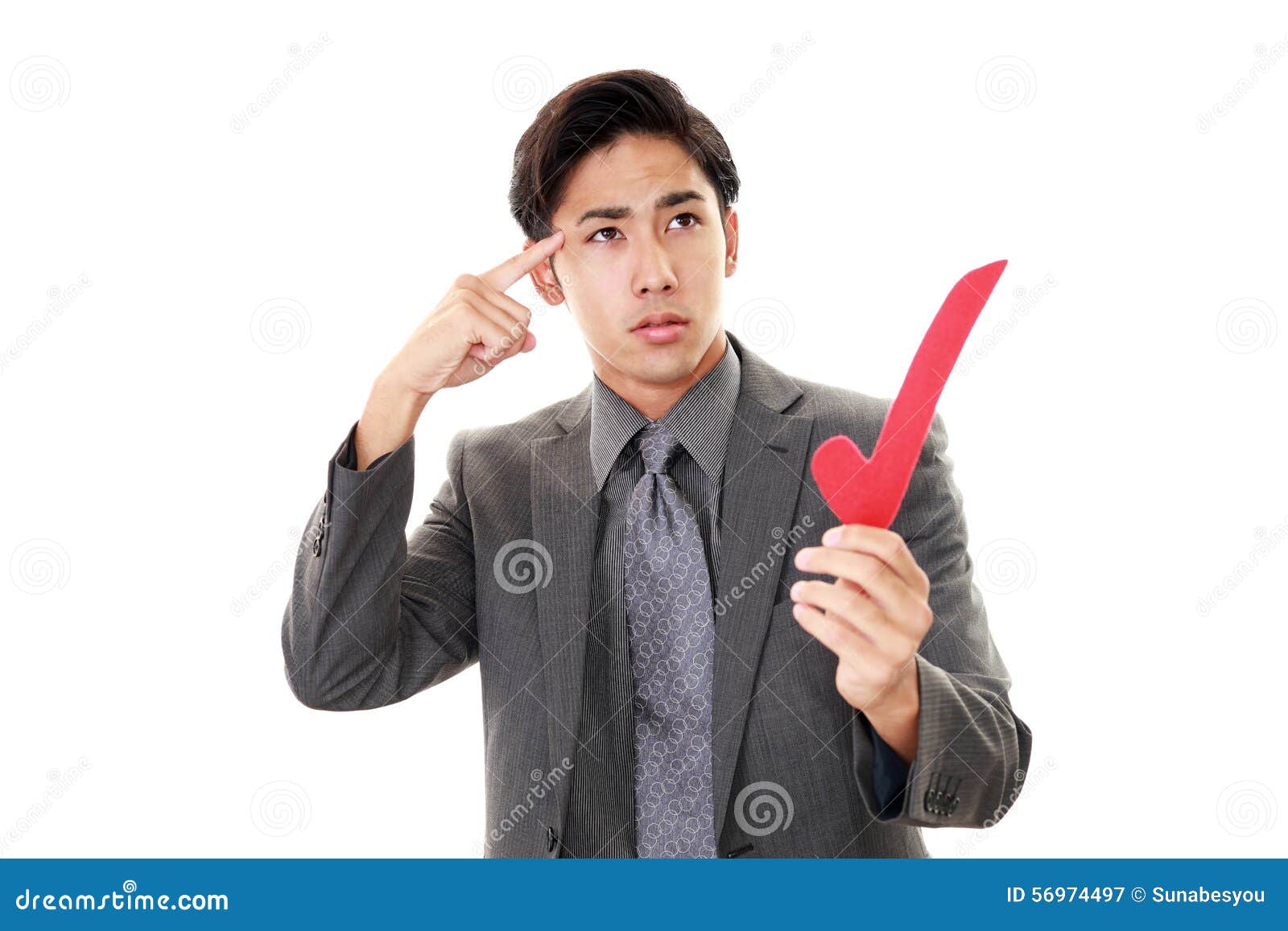 Man with a check mark stock image. Image of mark, frustration - 56974497