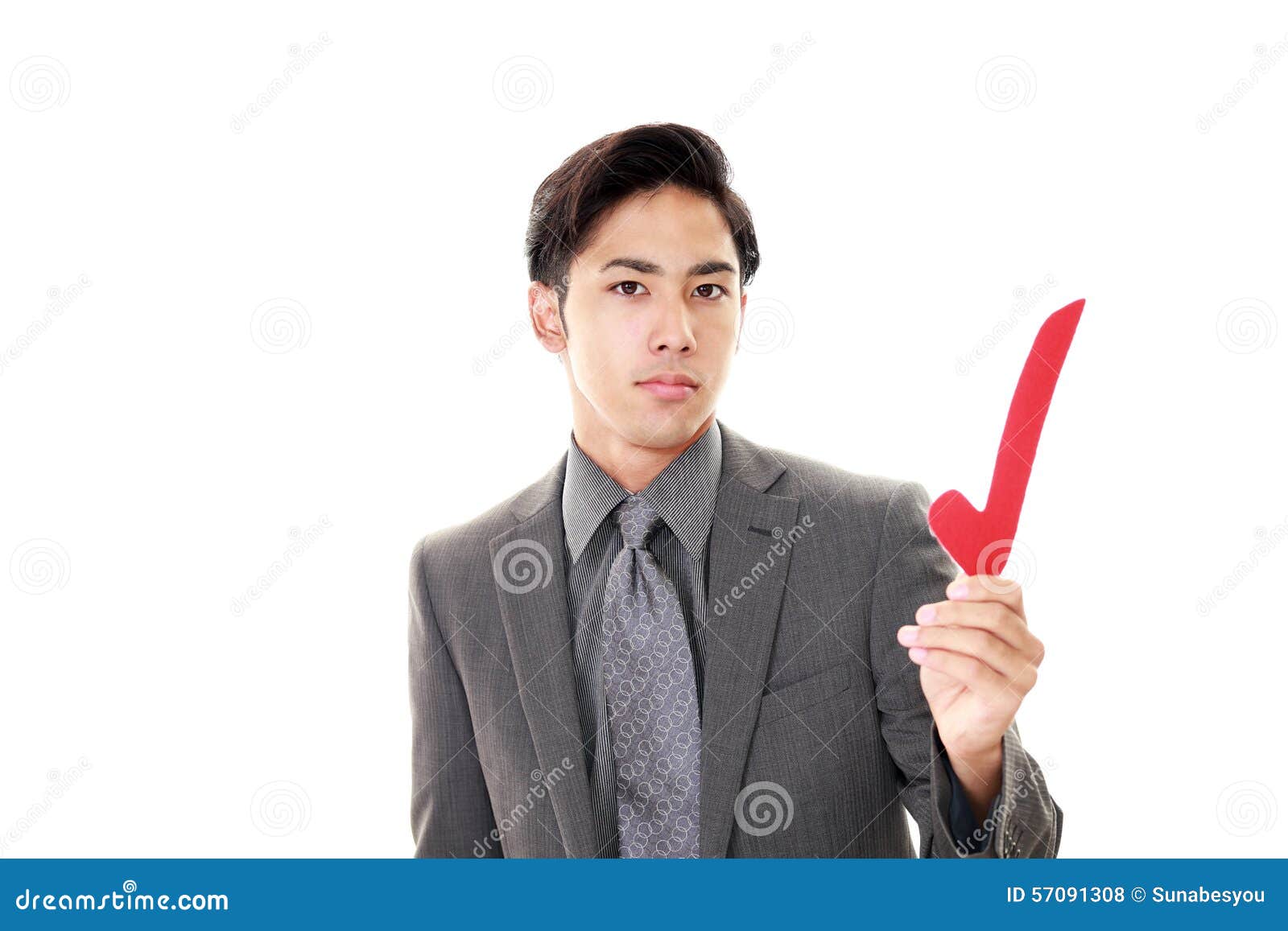 Man with a check mark stock photo. Image of people, front - 57091308
