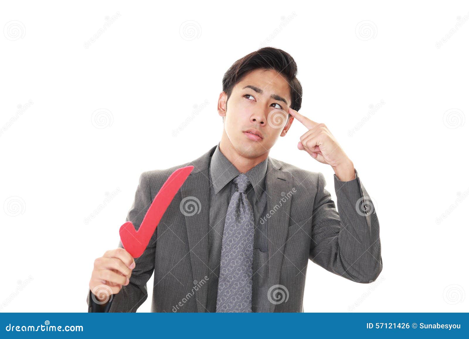 Man with a check mark stock photo. Image of beauty, check - 57121426