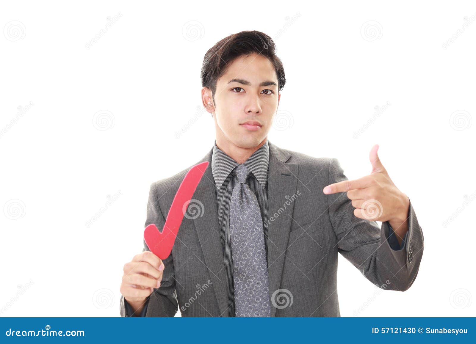 Man with a check mark stock photo. Image of check, model - 57121430