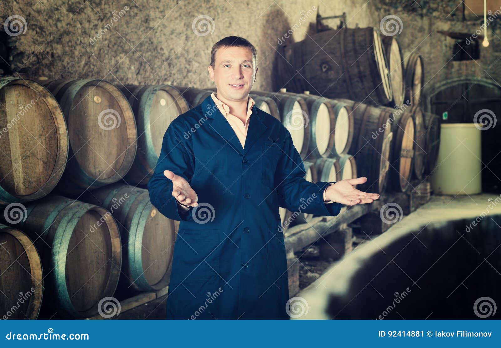 Man Checking Ageing Barrel Process Stock Image - Image of interior ...