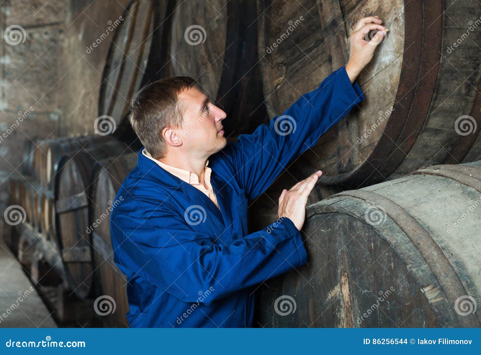 Man Checking Ageing Barrel Process Stock Photo - Image of industry ...