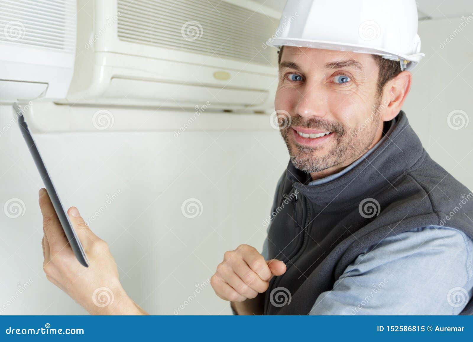 Man Checking Airconditioning Stock Image - Image of cleaning, alter ...