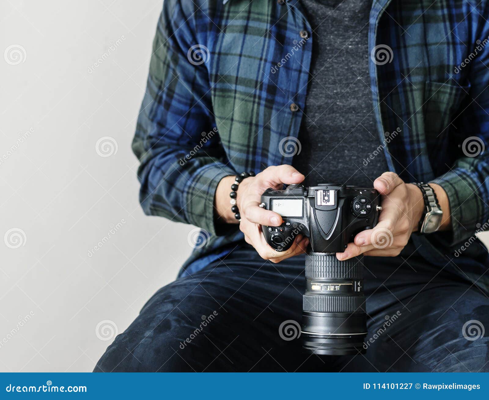 A Man Checking Camera Record Stock Image - Image of person, media ...