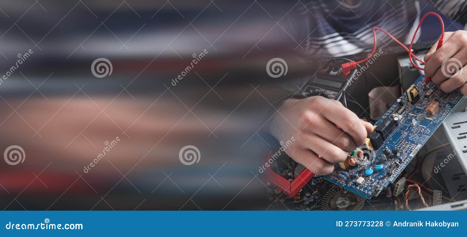 Man Checking Computer with a Multimeter Stock Photo - Image of repair ...