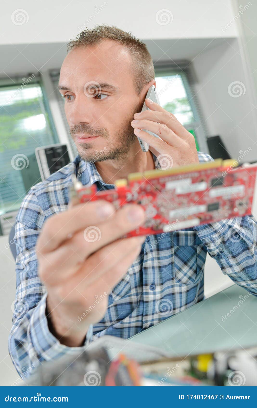 Man Checking Computer Processor Chip Stock Image - Image of ...