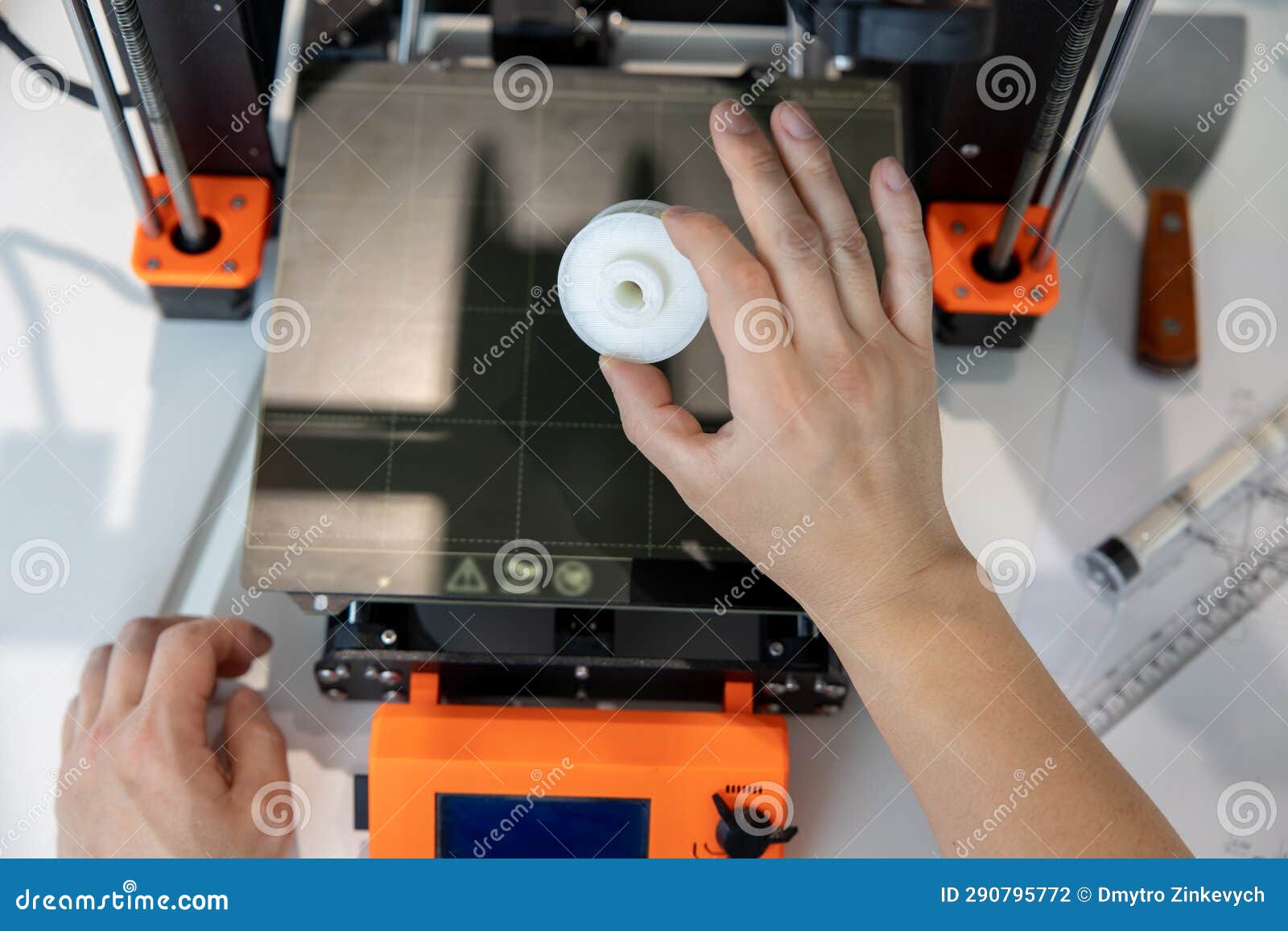 Man Checking 3d Printer, Process of Making Things on 3d Printer in ...