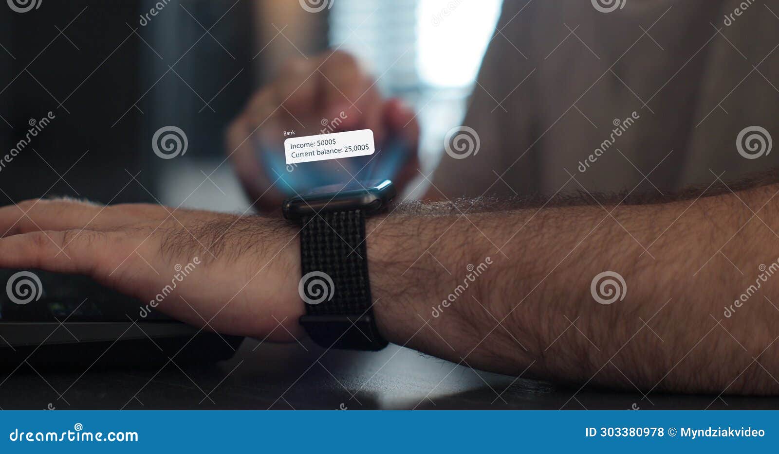 Man Checking 3d Rendering Incoming Notification on Smart Watch ...