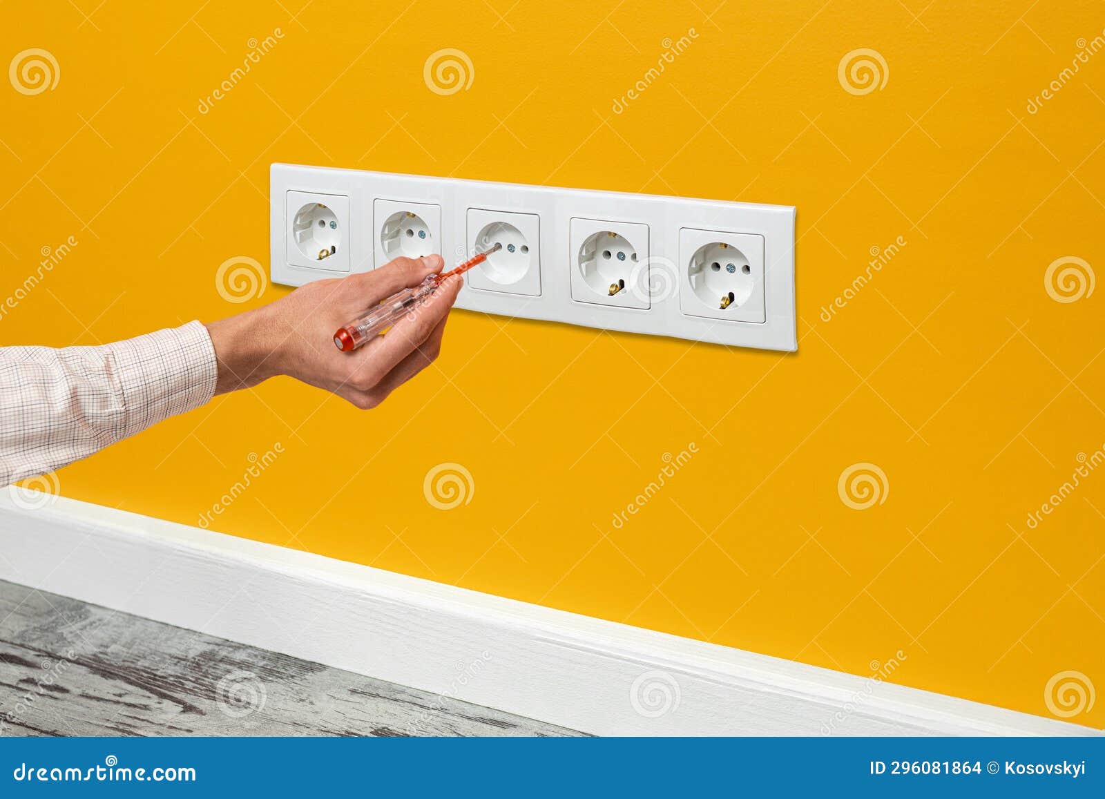 Man is Checking the Electrical Outlet Stock Photo - Image of wire ...