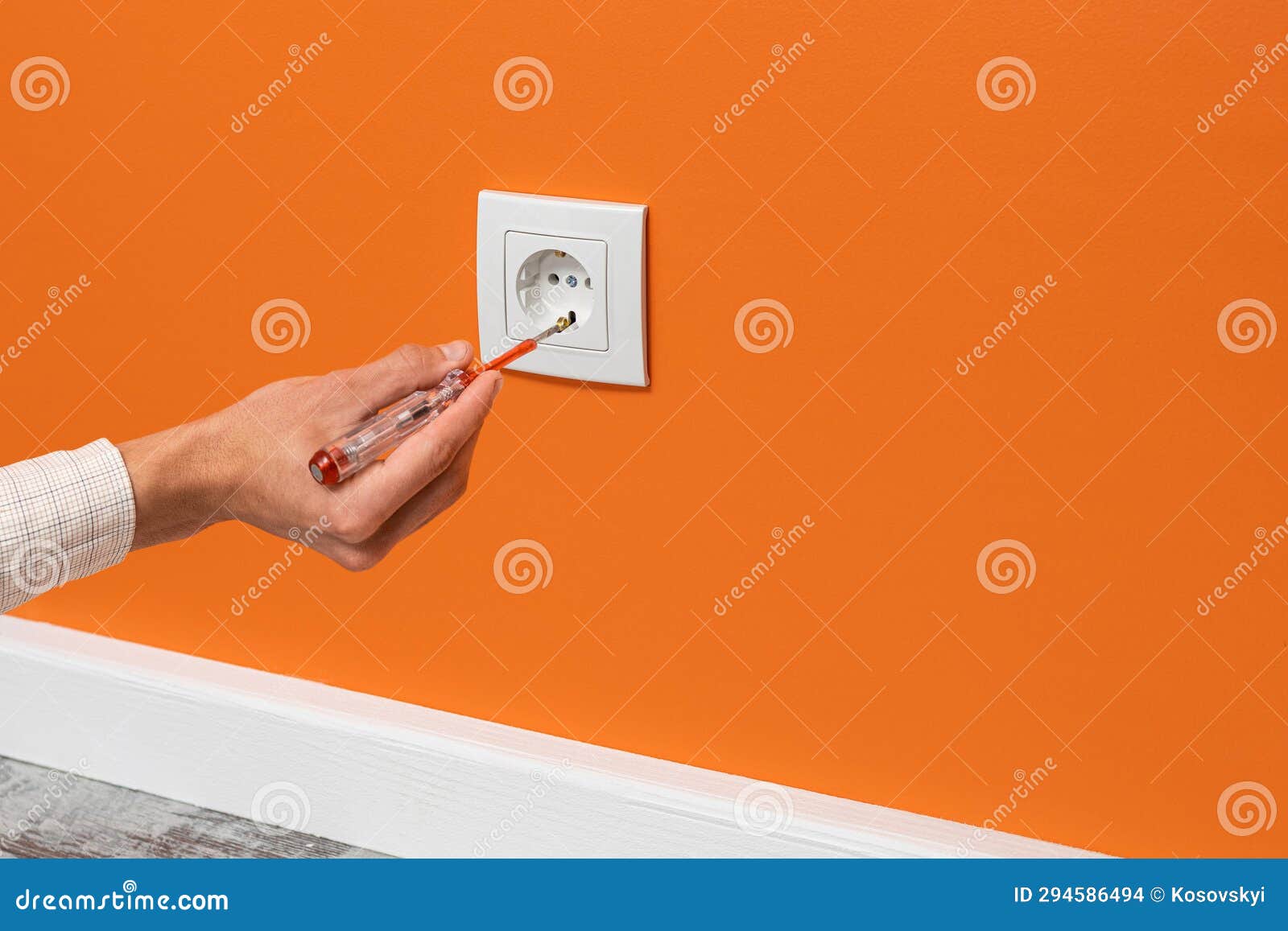 Man is Checking the Electrical Outlet Stock Photo - Image of connection ...