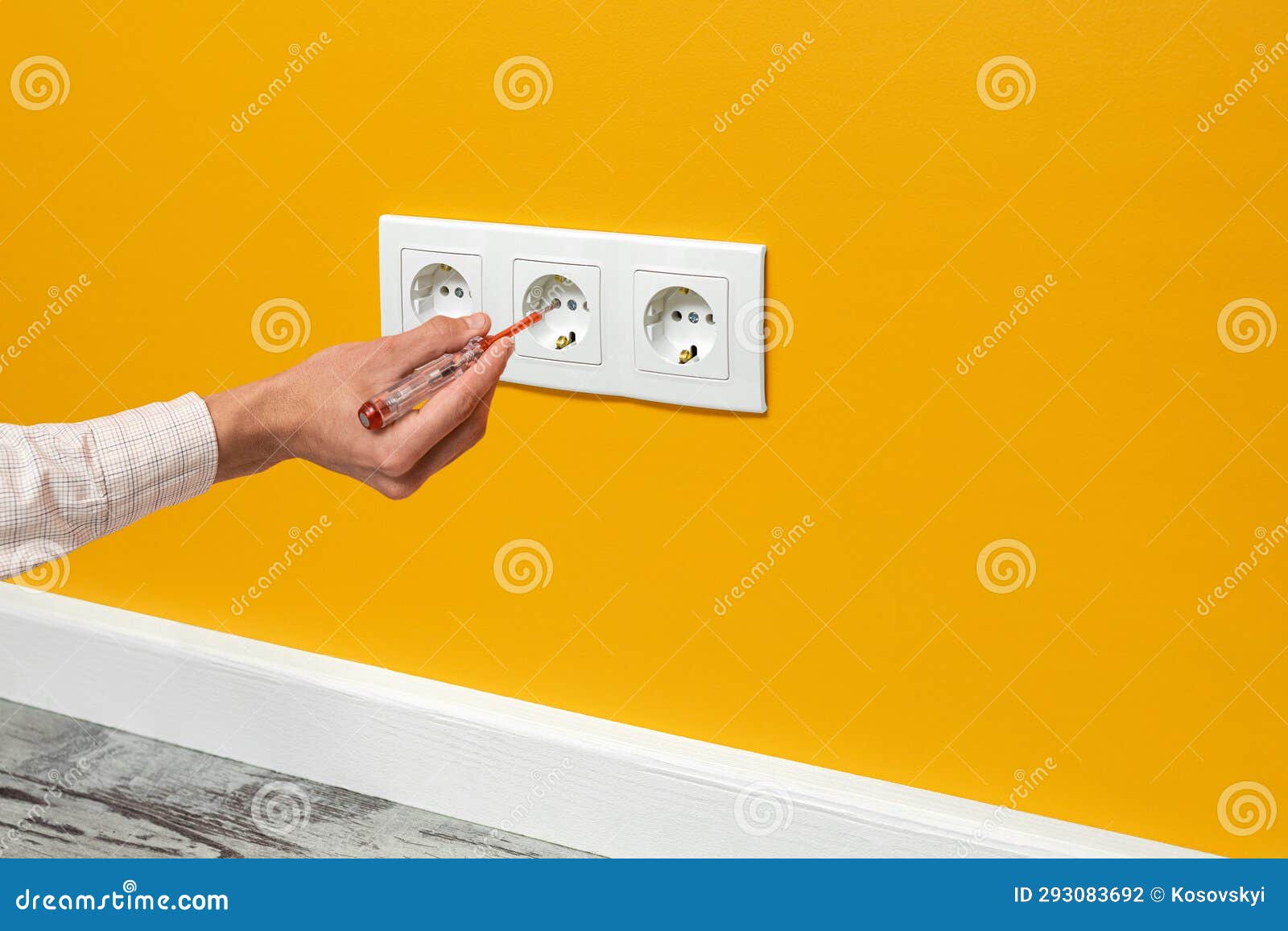 Man is Checking the Electrical Outlet Stock Photo - Image of view ...