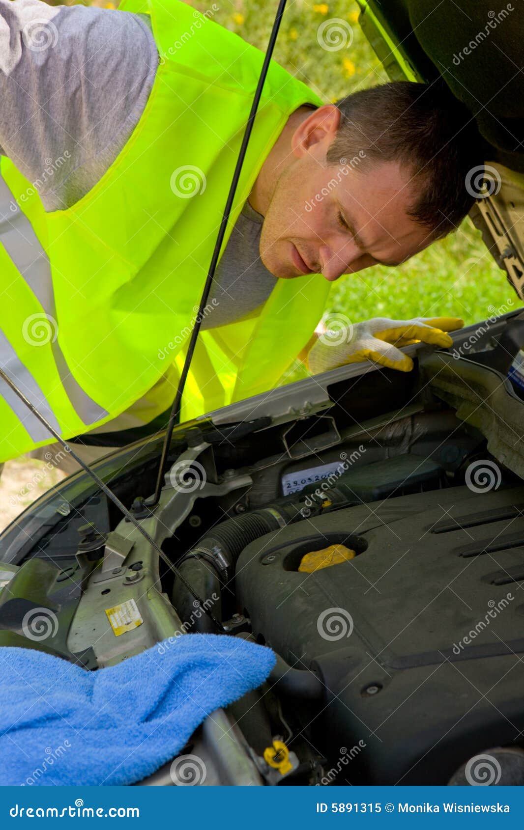 Man Checking Engine stock image. Image of people, transportation - 5891315