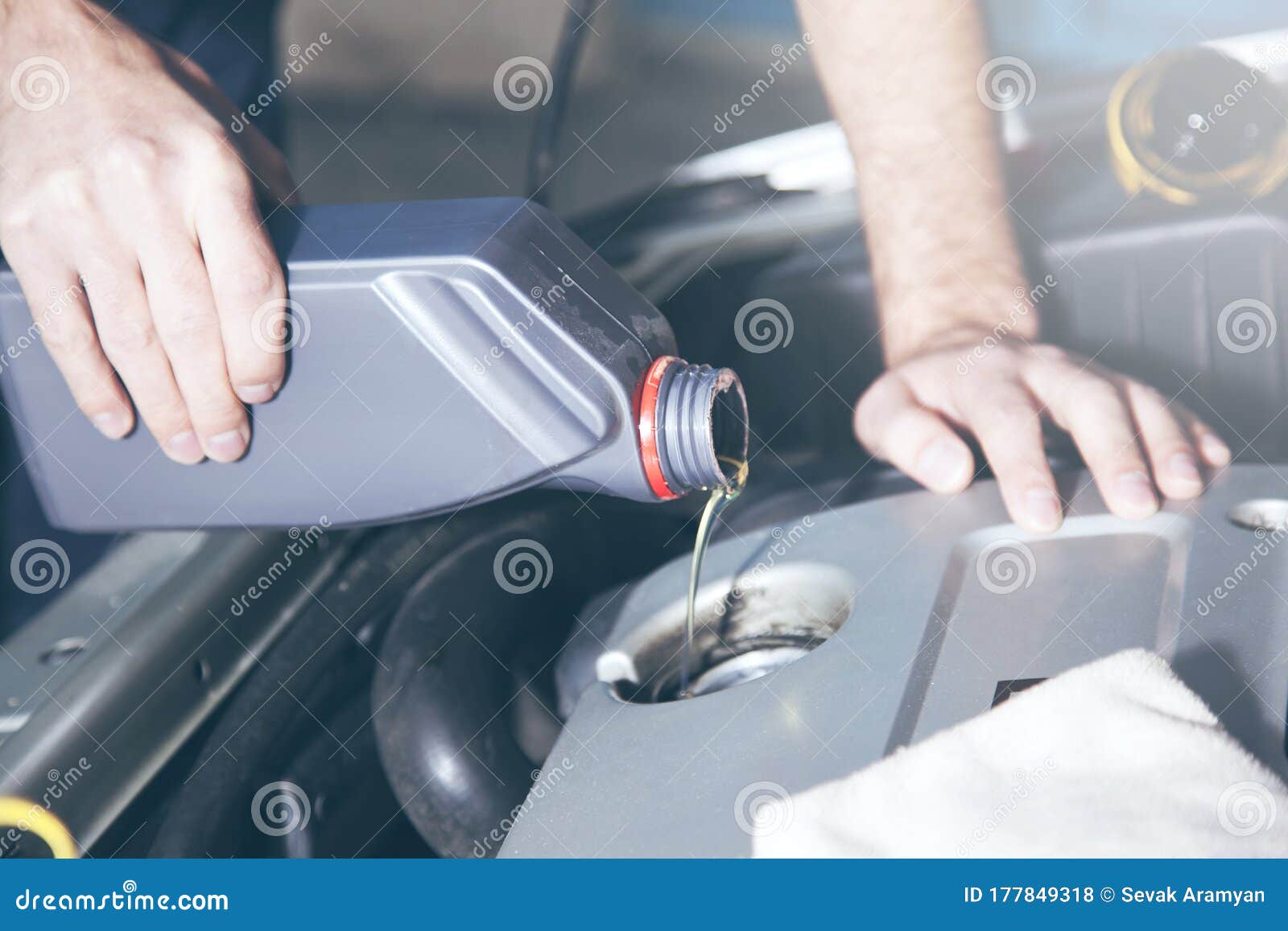Man Checking Engine Oil of an Car Stock Photo - Image of fluid, open ...