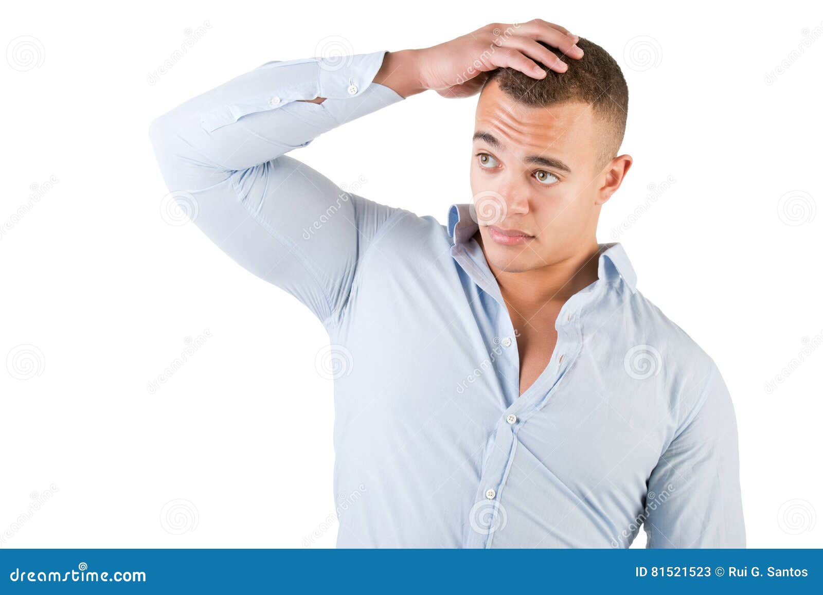 Man Checking Hair stock image. Image of alopecia, combing - 81521523