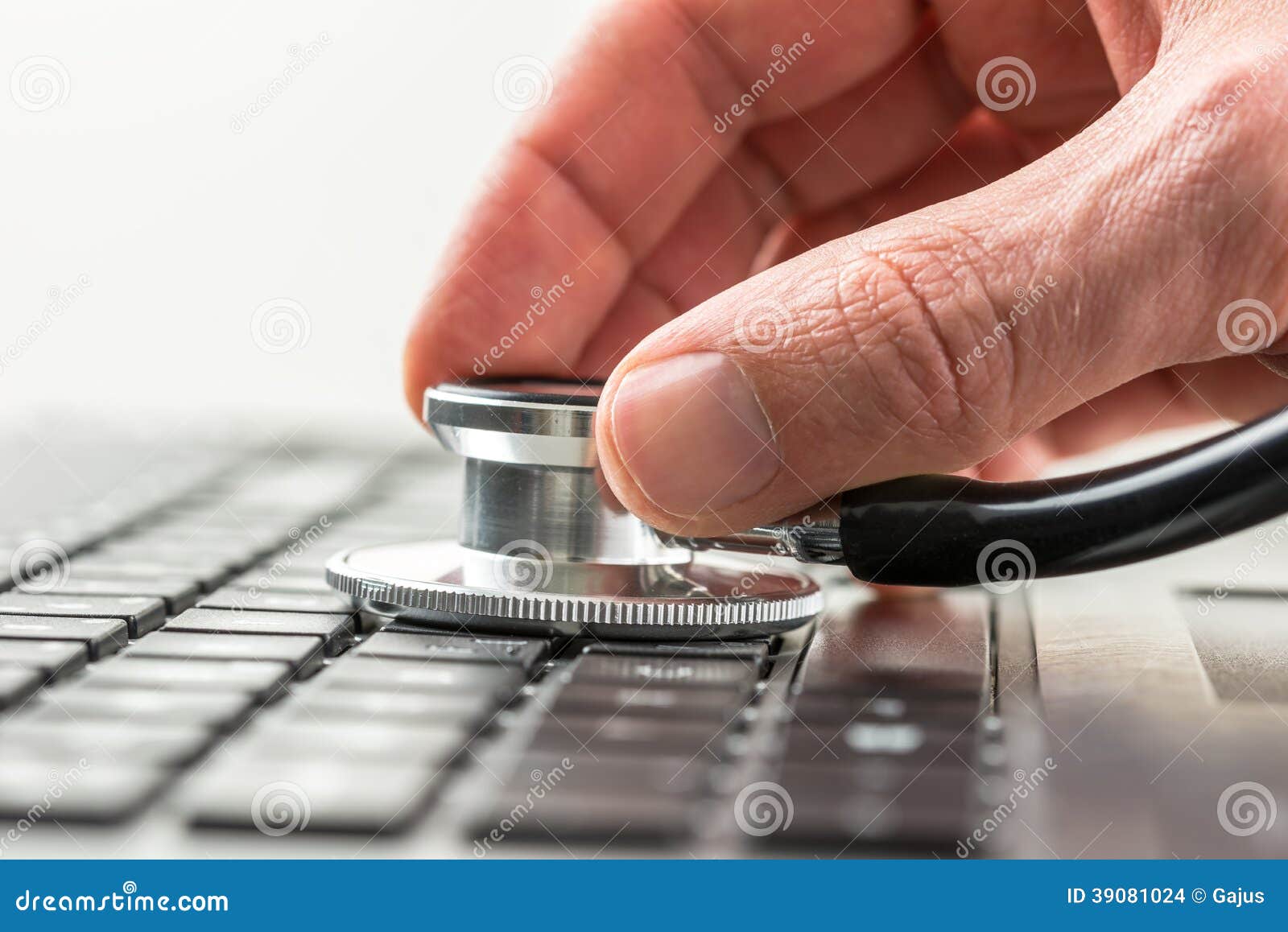 Man Checking the Health of His Laptop Computer Stock Photo - Image of ...