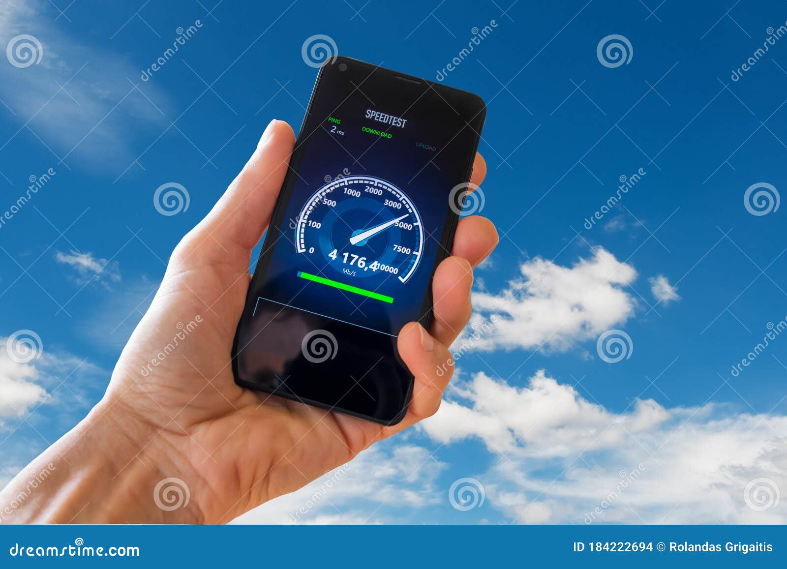 Man Checking His Smartphone on Network and Making a Speed Test Stock ...