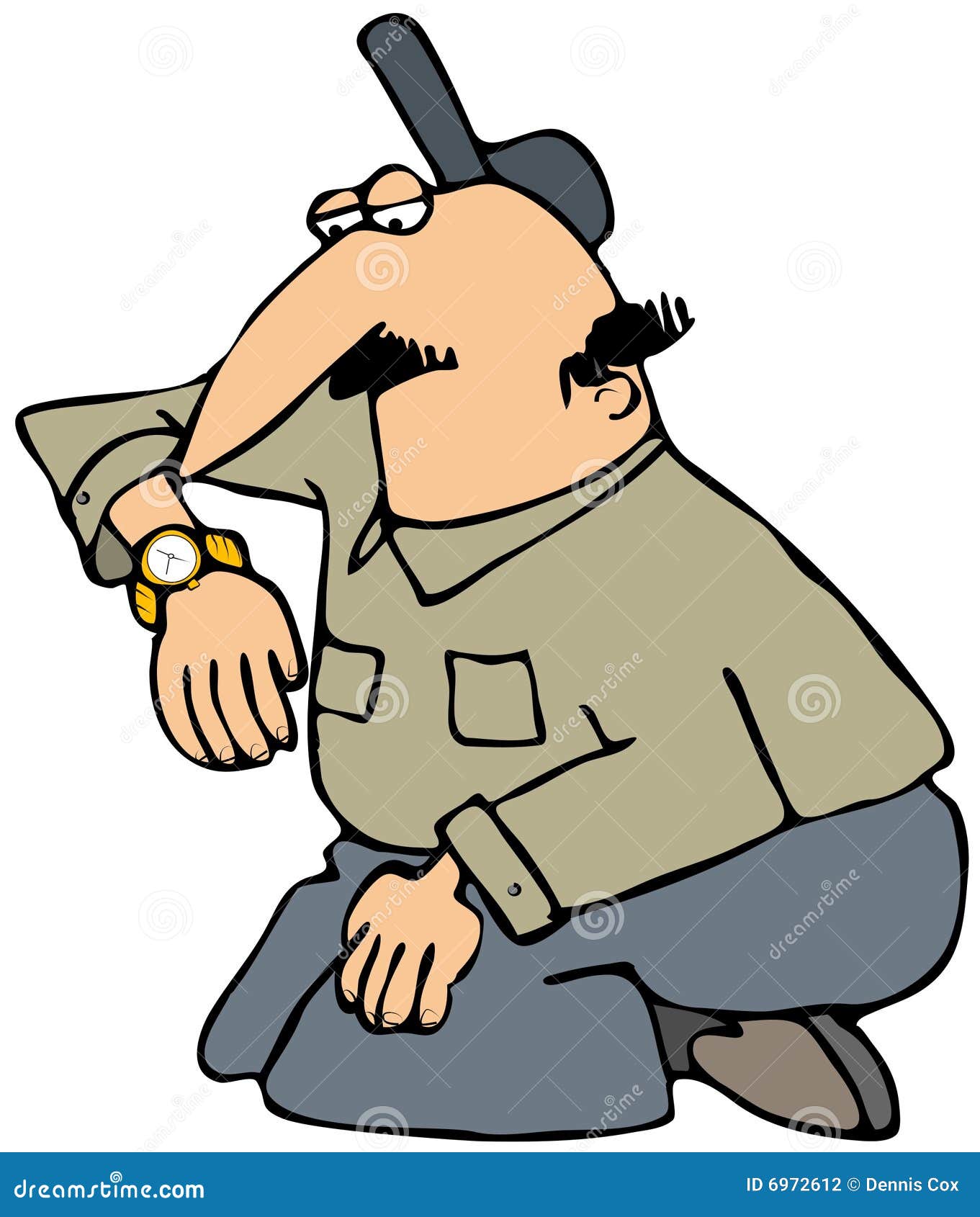 Man Checking His Watch stock illustration. Illustration of mustache ...