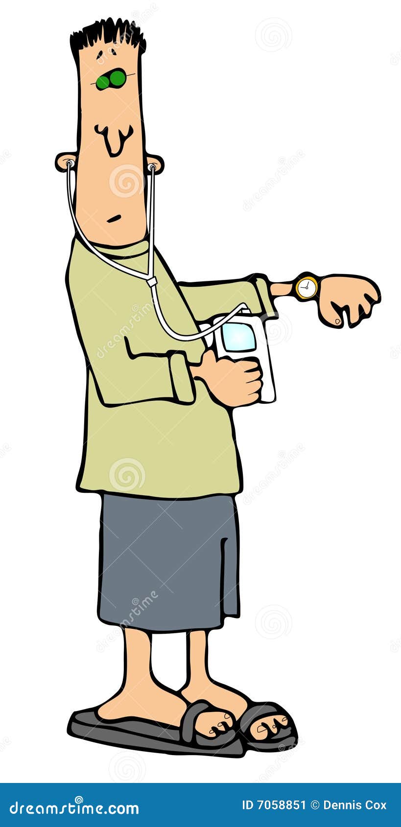 Man Checking His Watch stock illustration. Illustration of headphone ...