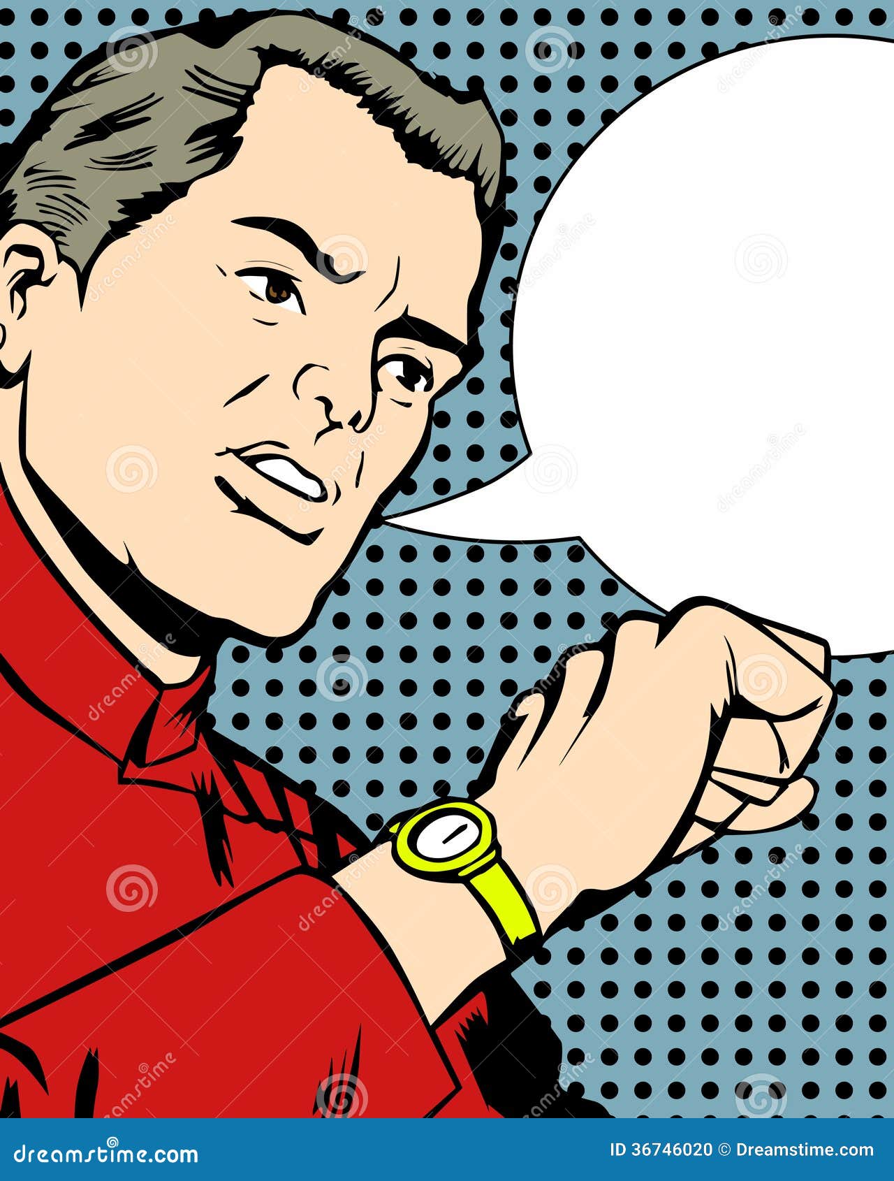 Man Checking His Watch with Speech Bubble Stock Vector - Illustration ...